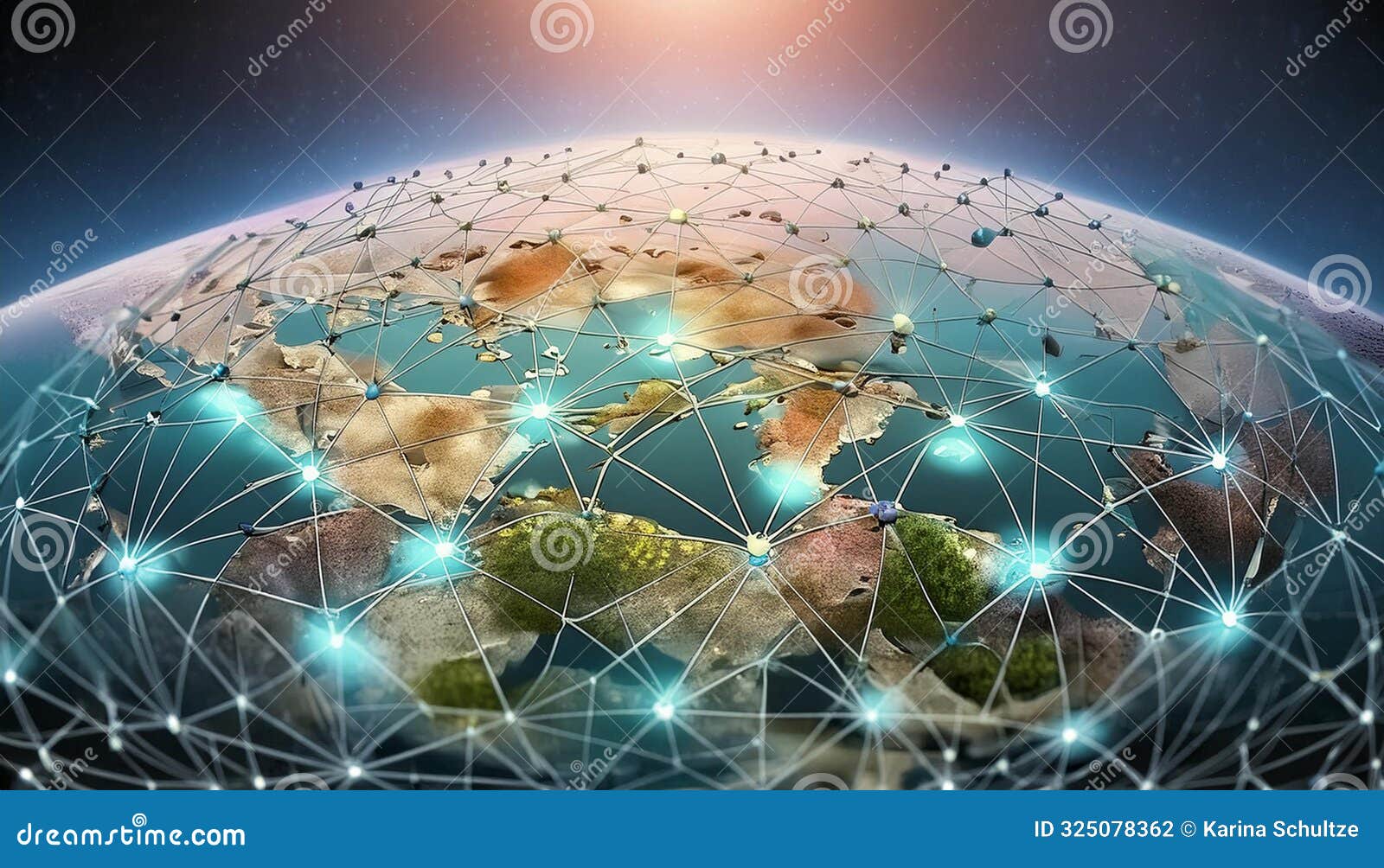 Worldwide Network Connection, Digital Art Illustration Stock ...