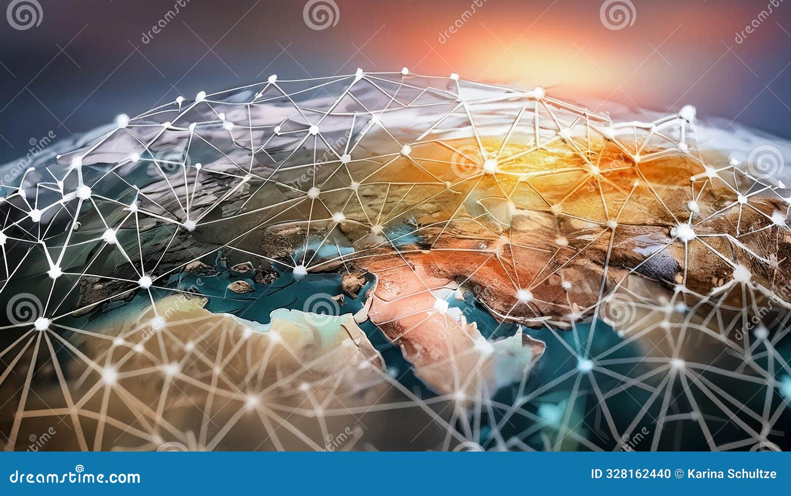 Worldwide Network Connection, Digital Art Illustration Stock ...
