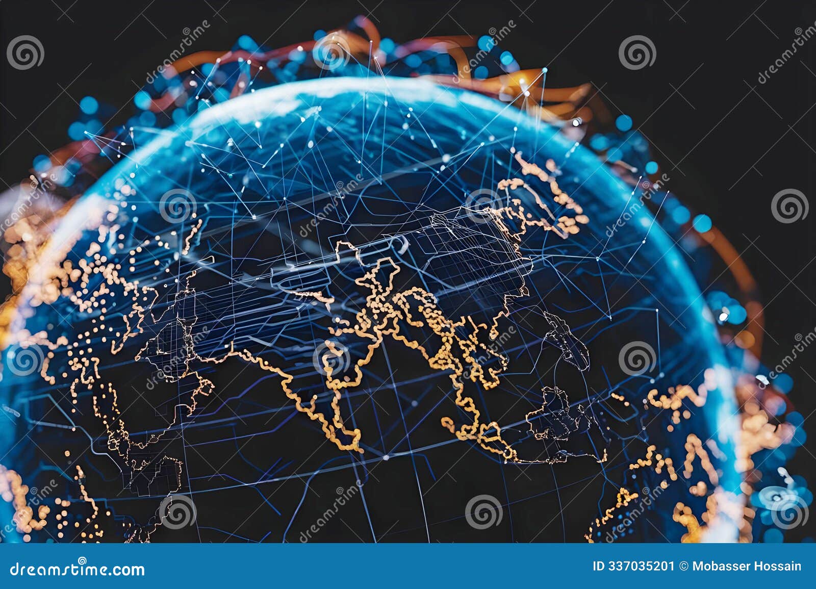 Worldwide Network Connection, Digital Art Illustration Stock ...