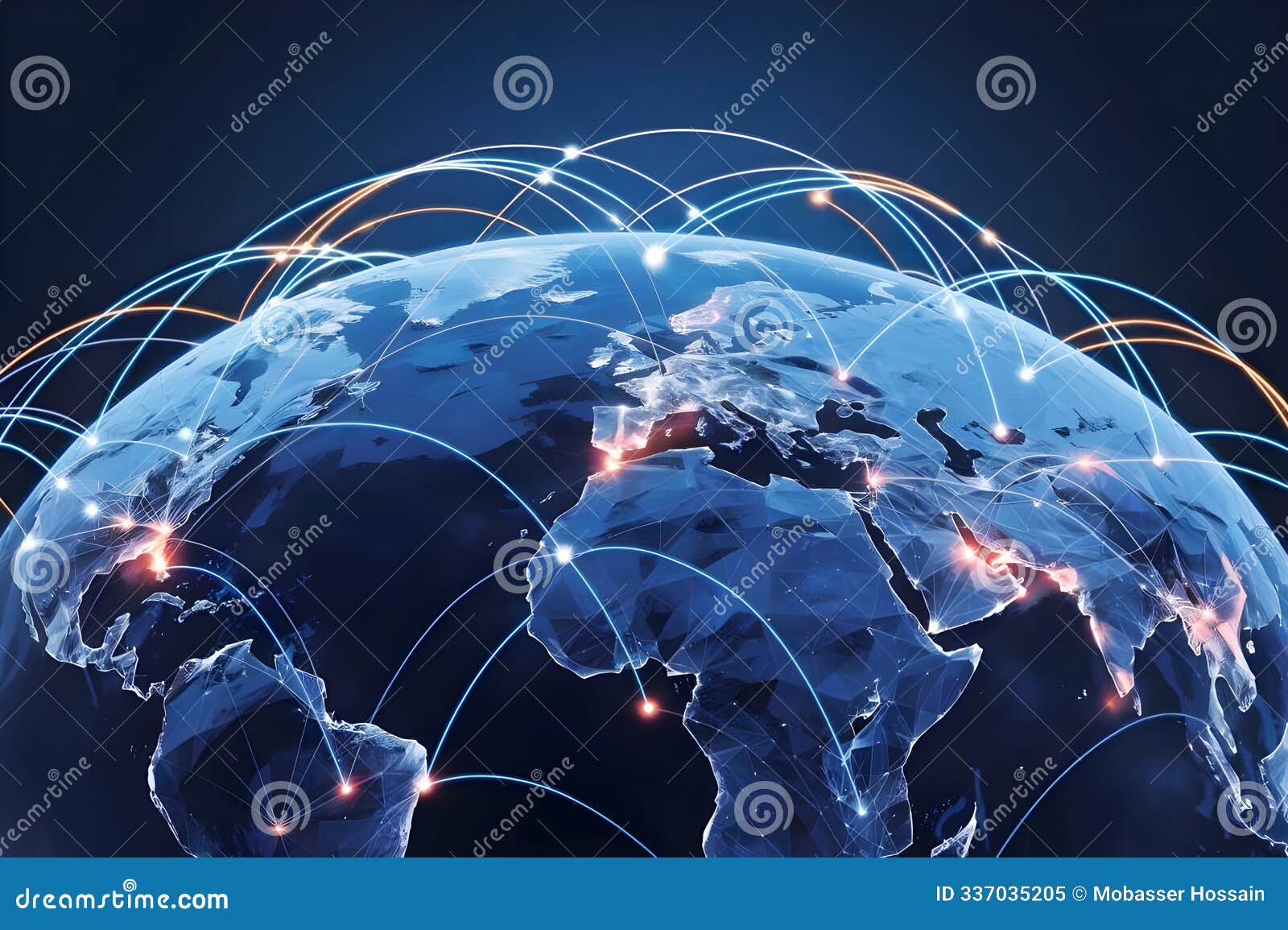 Worldwide Network Connection, Digital Art Illustration Stock ...