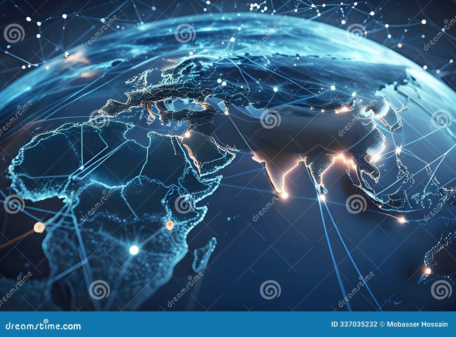 Worldwide Network Connection, Digital Art Illustration Stock ...