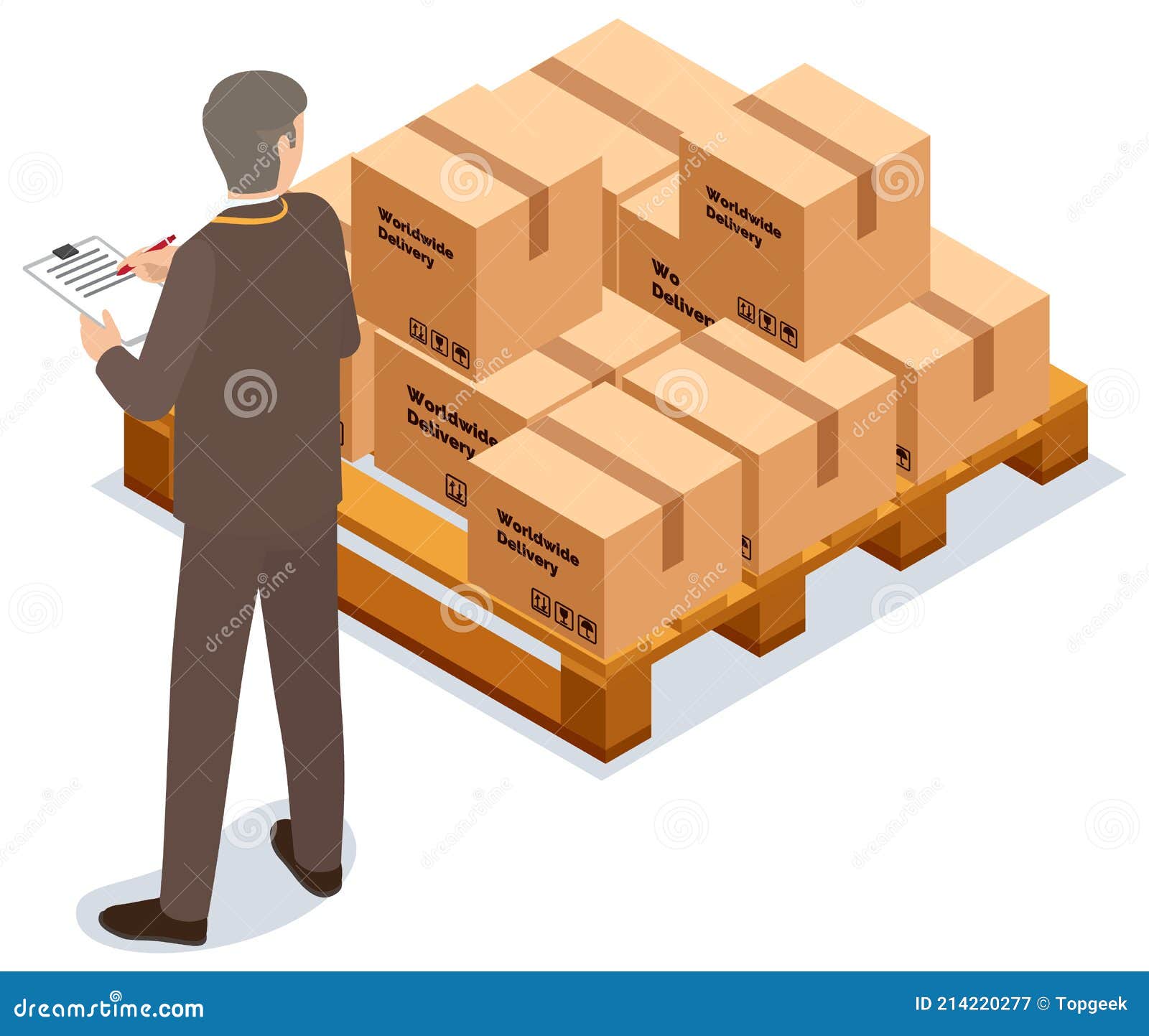 Worker Loading Crates Into Back Of Truck, Woman In Uniform Scanning ...