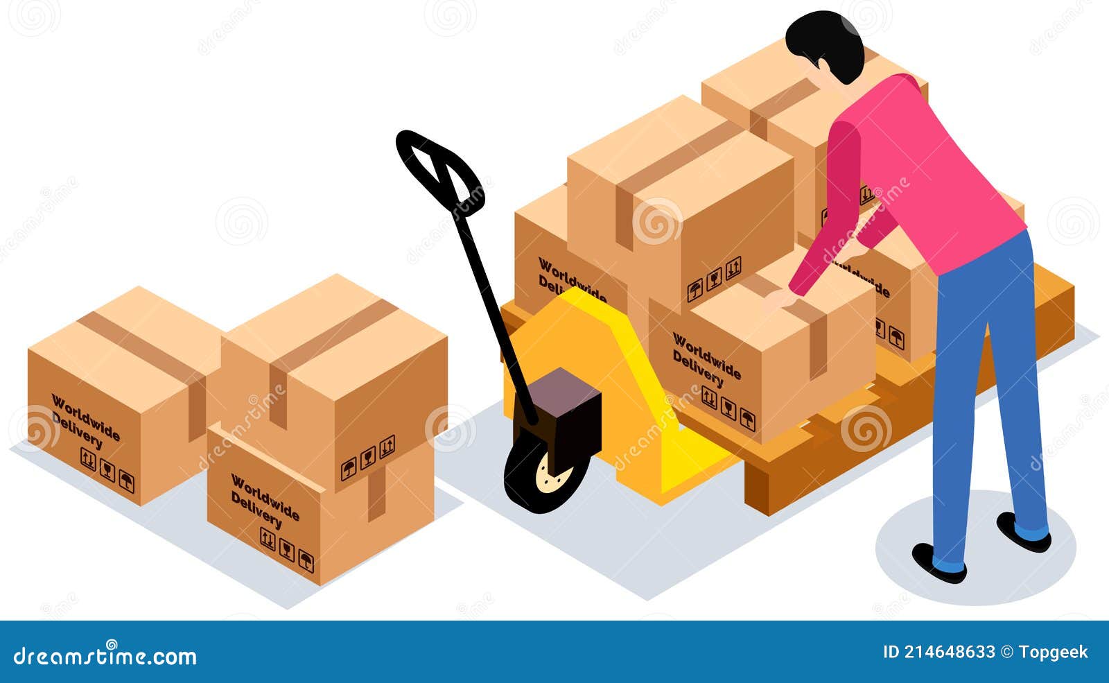 Worker Loading Crates Into Back Of Truck, Woman In Uniform Scanning ...