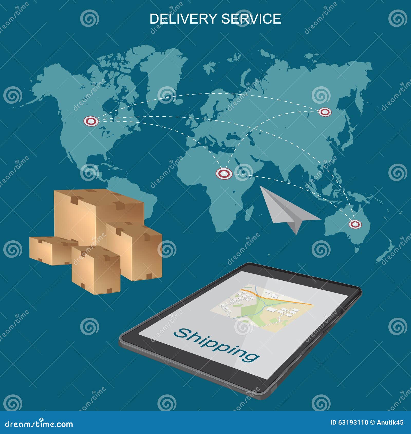 Worldwide, Shipping, Delivery Service, Concept, Flat Vector ...