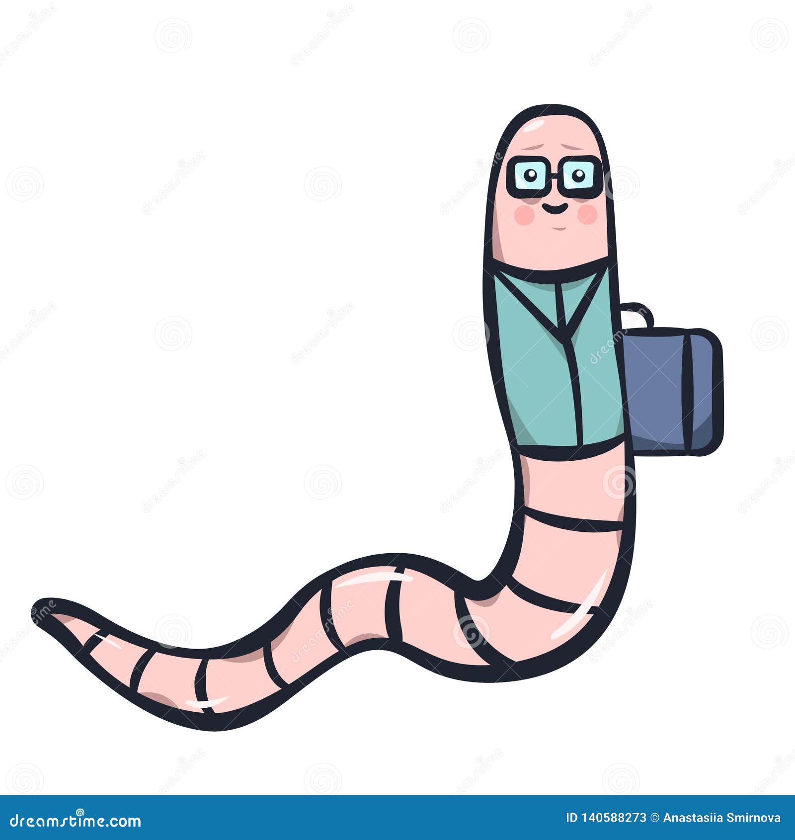 One Earthworm With Happy Face Cartoon Vector | CartoonDealer.com #176793515