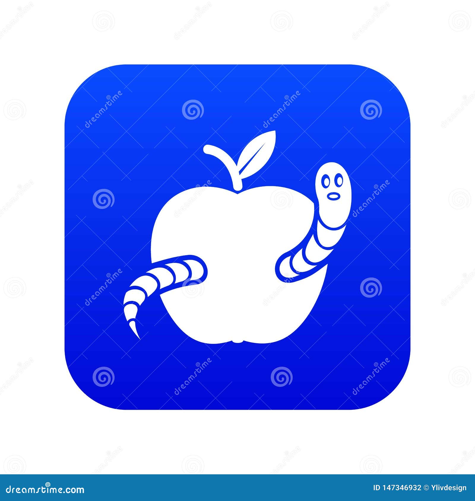 Worm Apple Icon Blue Vector Stock Vector - Illustration of healthy ...