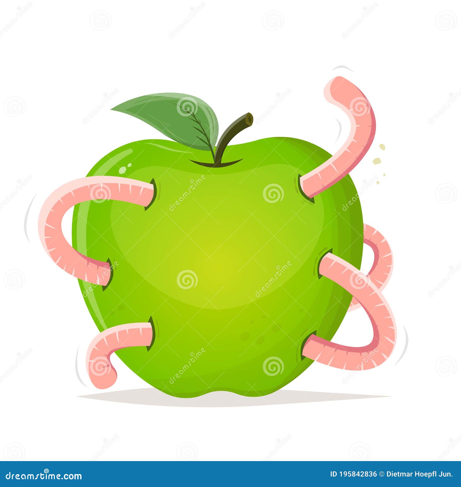 Worm Eating Apple Cartoon Vector Illustration | CartoonDealer.com #79017878