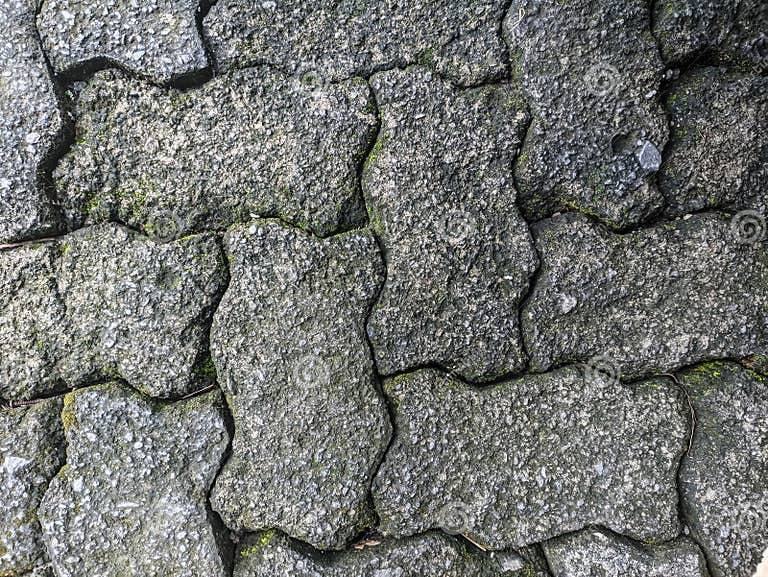 Worm Bricks Texture with Newly Grown Moss Stock Image - Image of ...