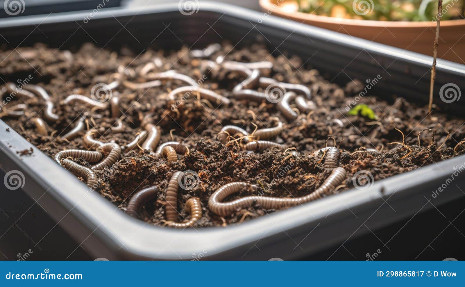 Worm Composter in Home. Homemade Worm Composting. Stock Image - Image ...