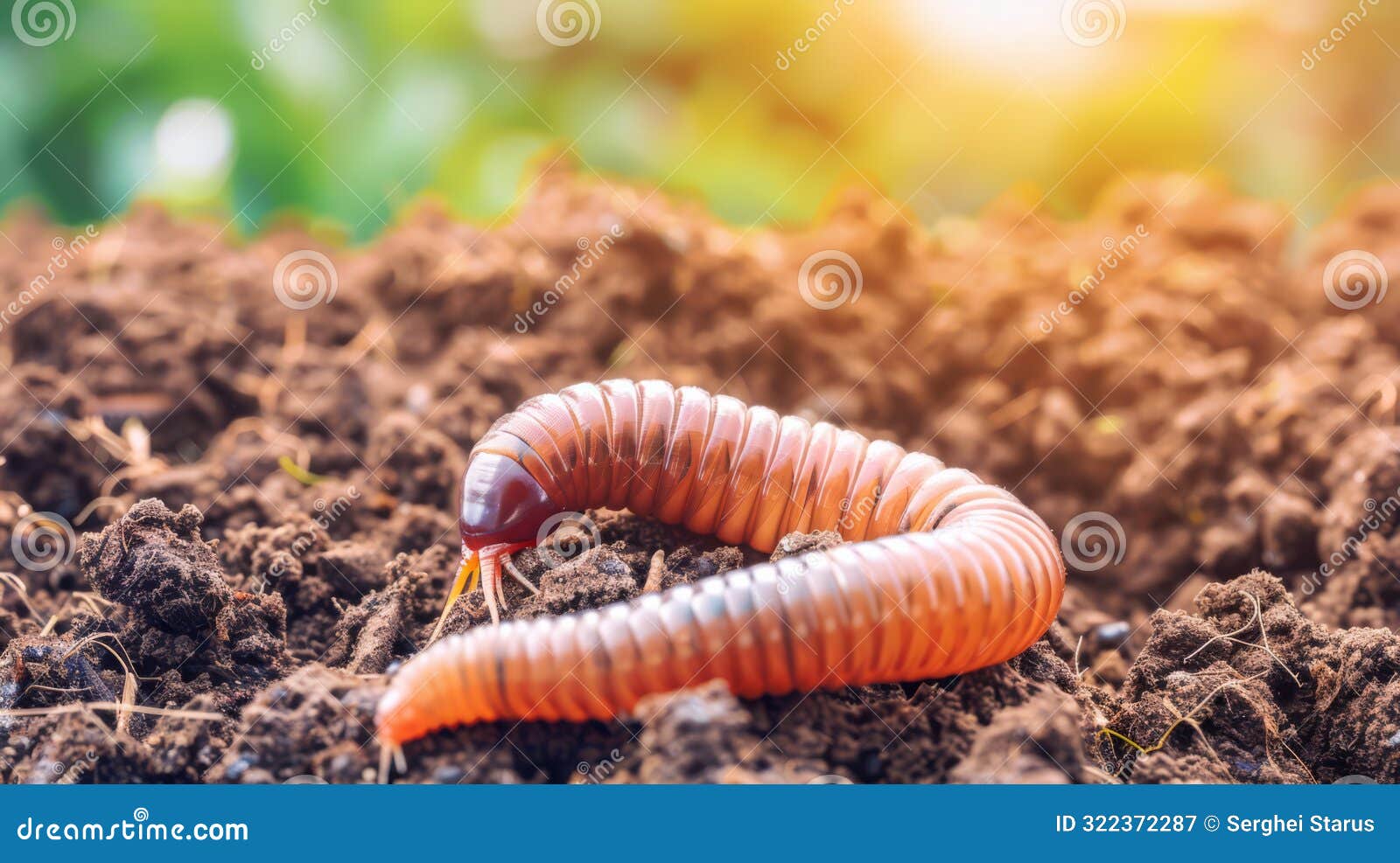 A Worm is Crawling on the Ground in a Field, AI Stock Image - Image of ...
