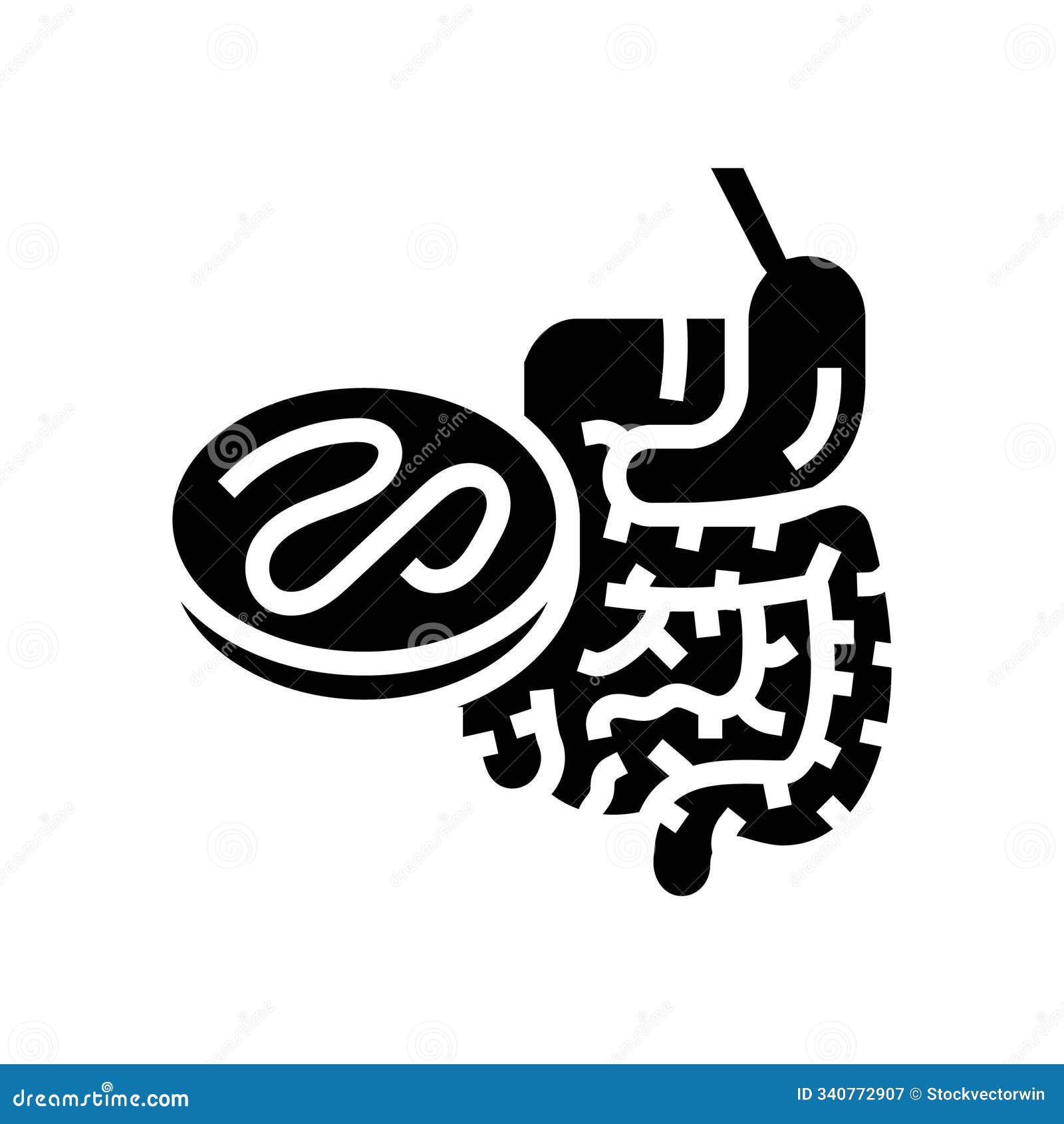 Worm Digestive System Parasite Glyph Icon Vector Illustration Stock ...