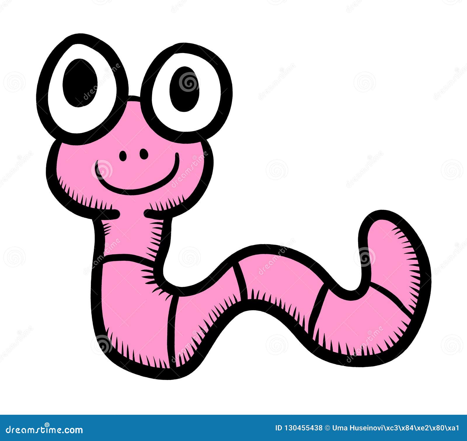 Funny Pink Worm Doodle stock illustration. Illustration of cheerful ...