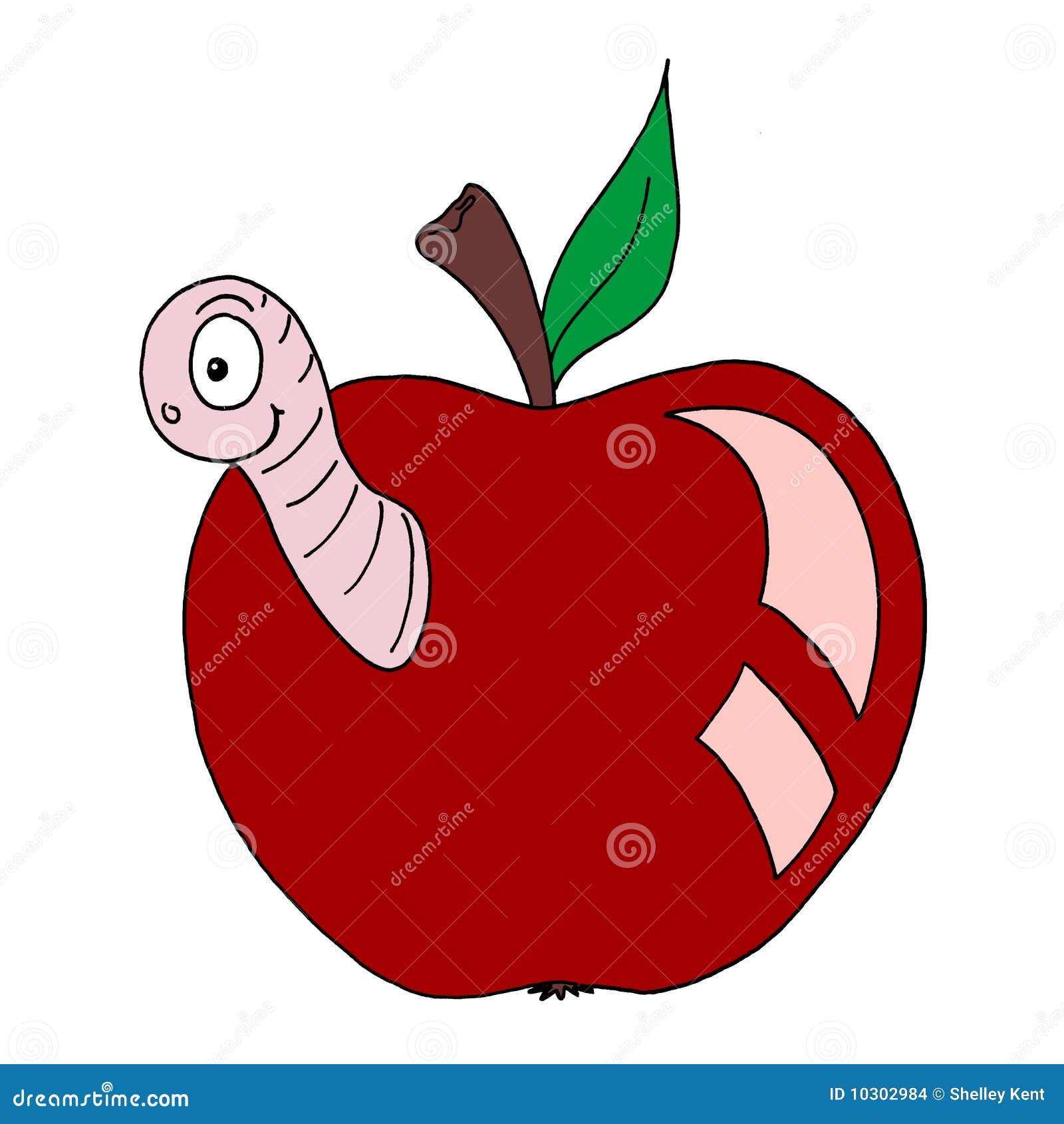 Worm eating an apple stock illustration. Illustration of worm - 10302984