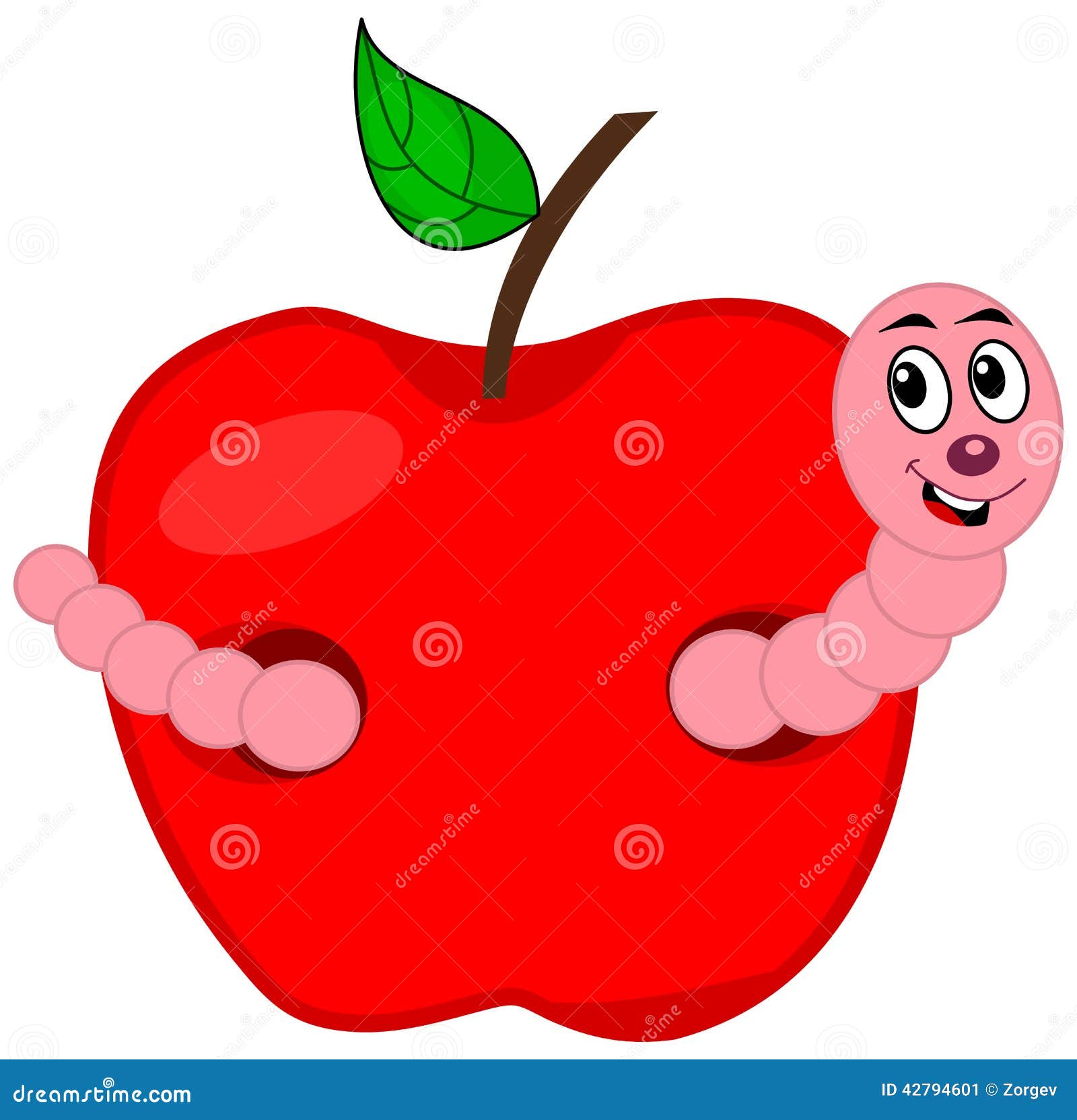 A worm eating an apple stock illustration. Illustration of nature ...