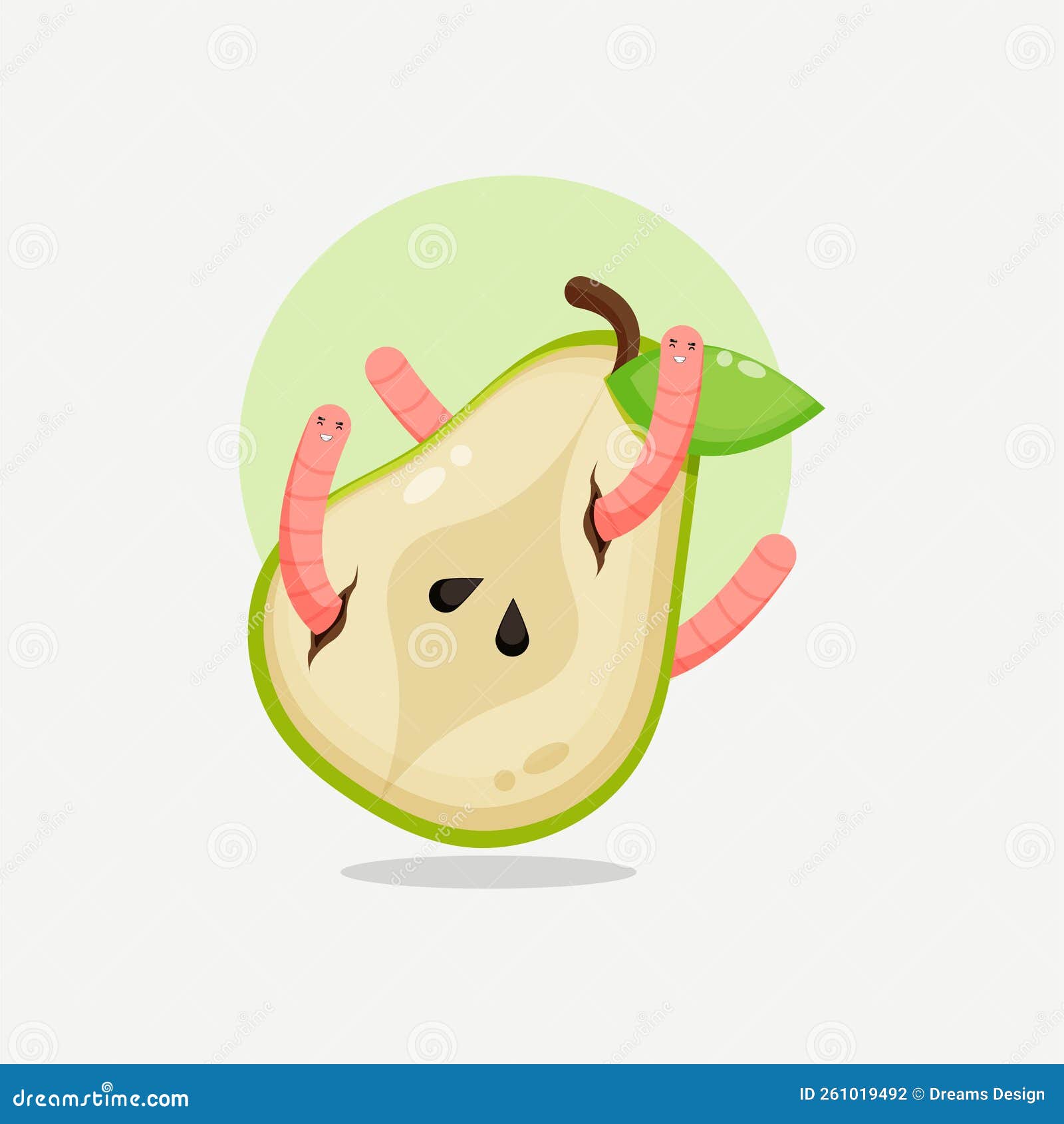 Worm Eating Fresh Pear Cartoon Illustration Stock Vector - Illustration ...
