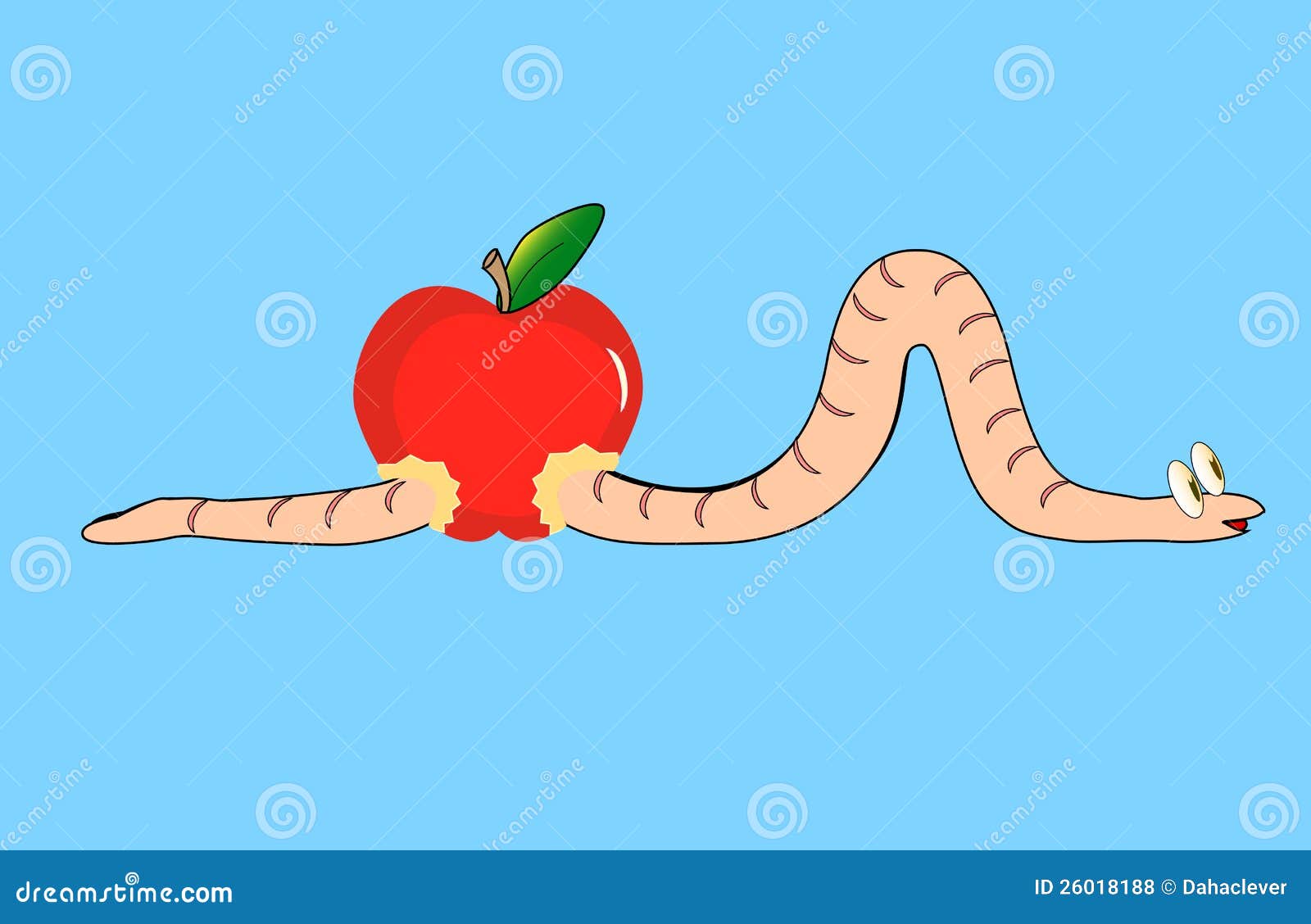 Worm Gnawed through an Apple Stock Vector - Illustration of gnaw, larva ...
