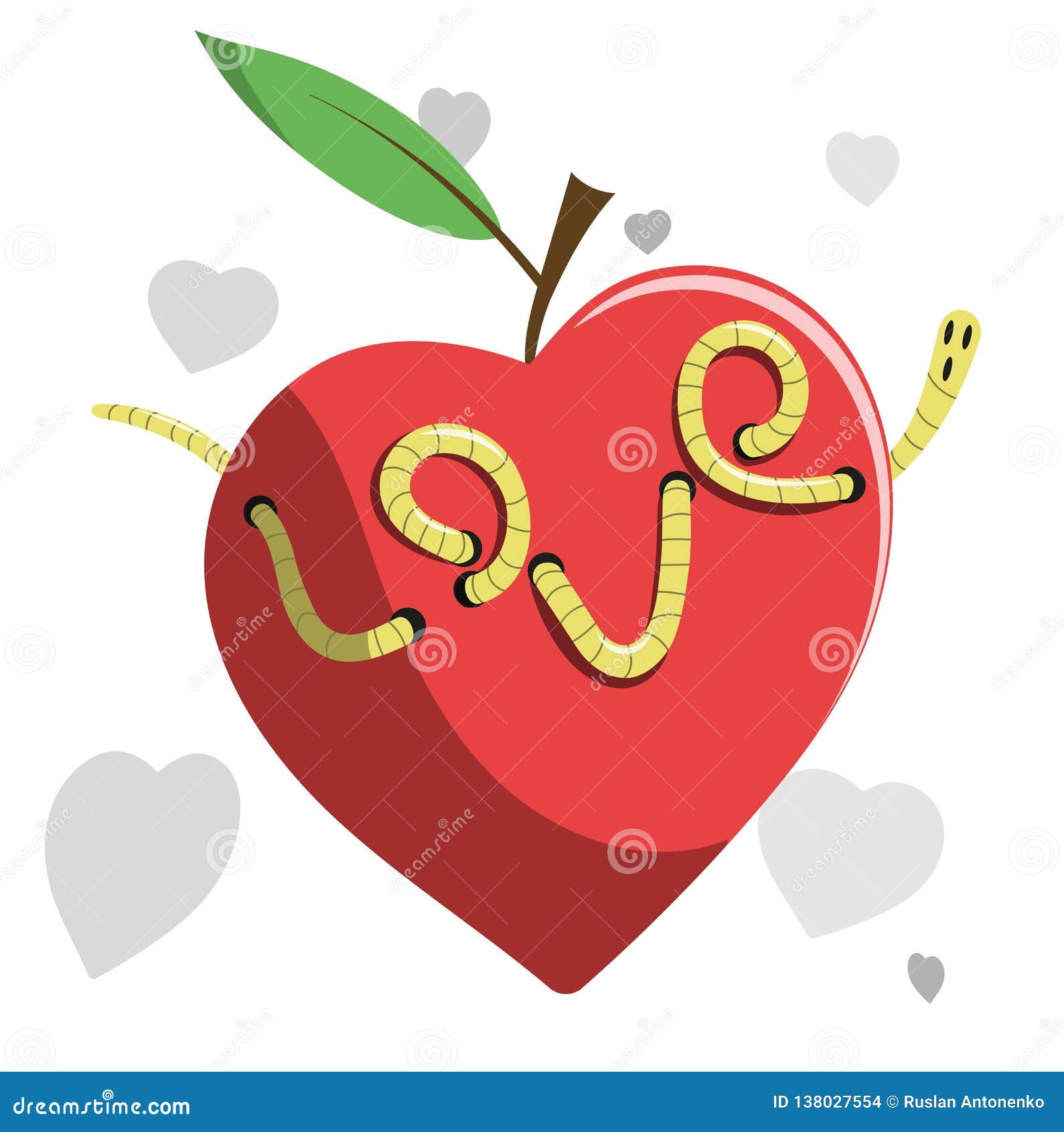 Love worm stock vector. Illustration of fruit, declare - 138027554