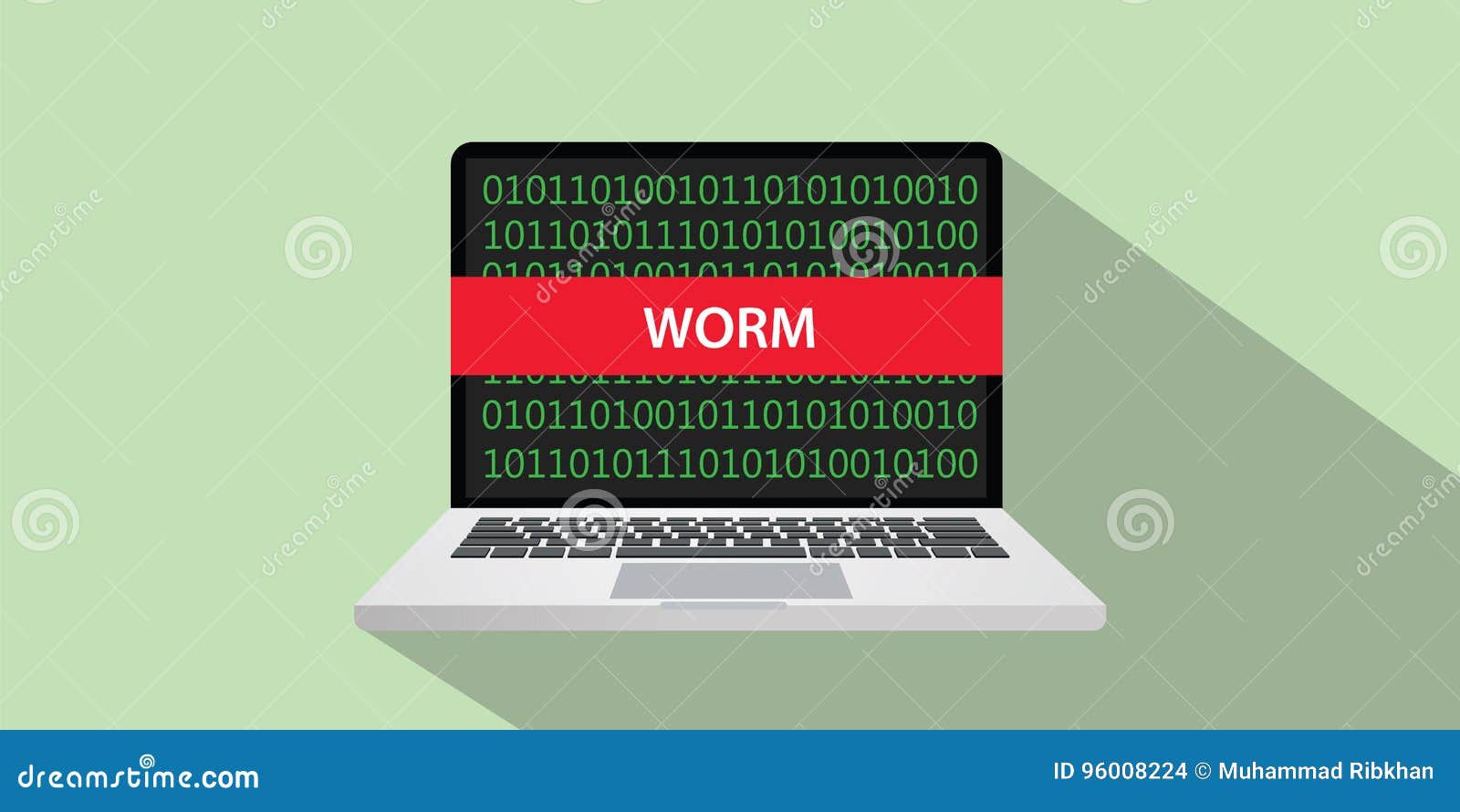 Worm Hacking Technique Concept Illustration with Laptop Comuputer and ...
