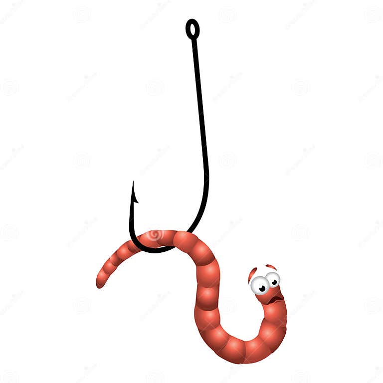 Worm on Hook stock vector. Illustration of cartoon, hanging - 14653006