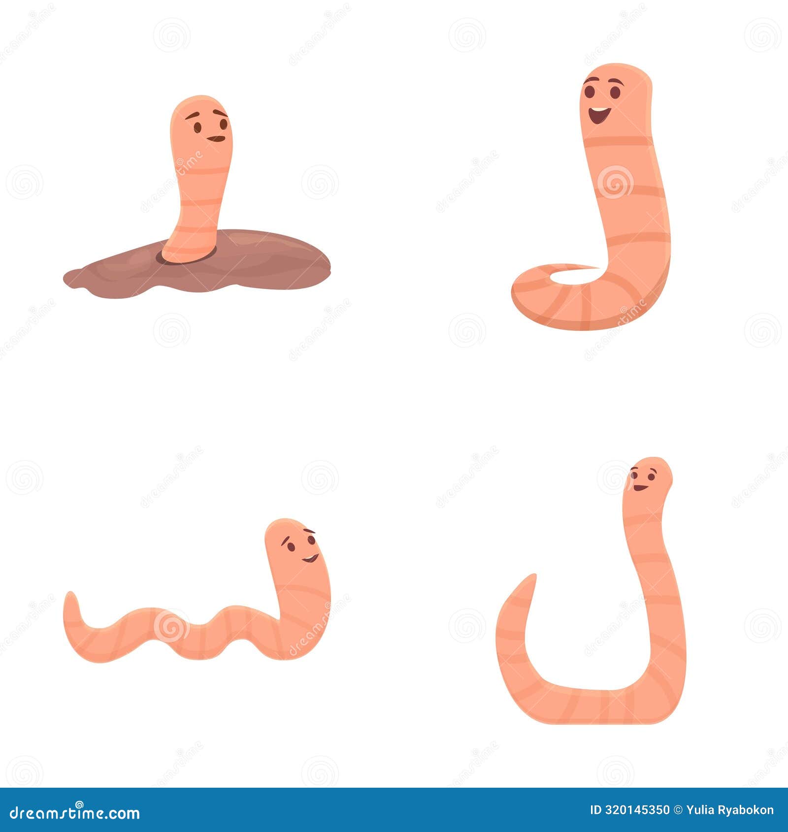 Worm Icons Set Outline Vector. Animal Bait Vector Neon | CartoonDealer ...