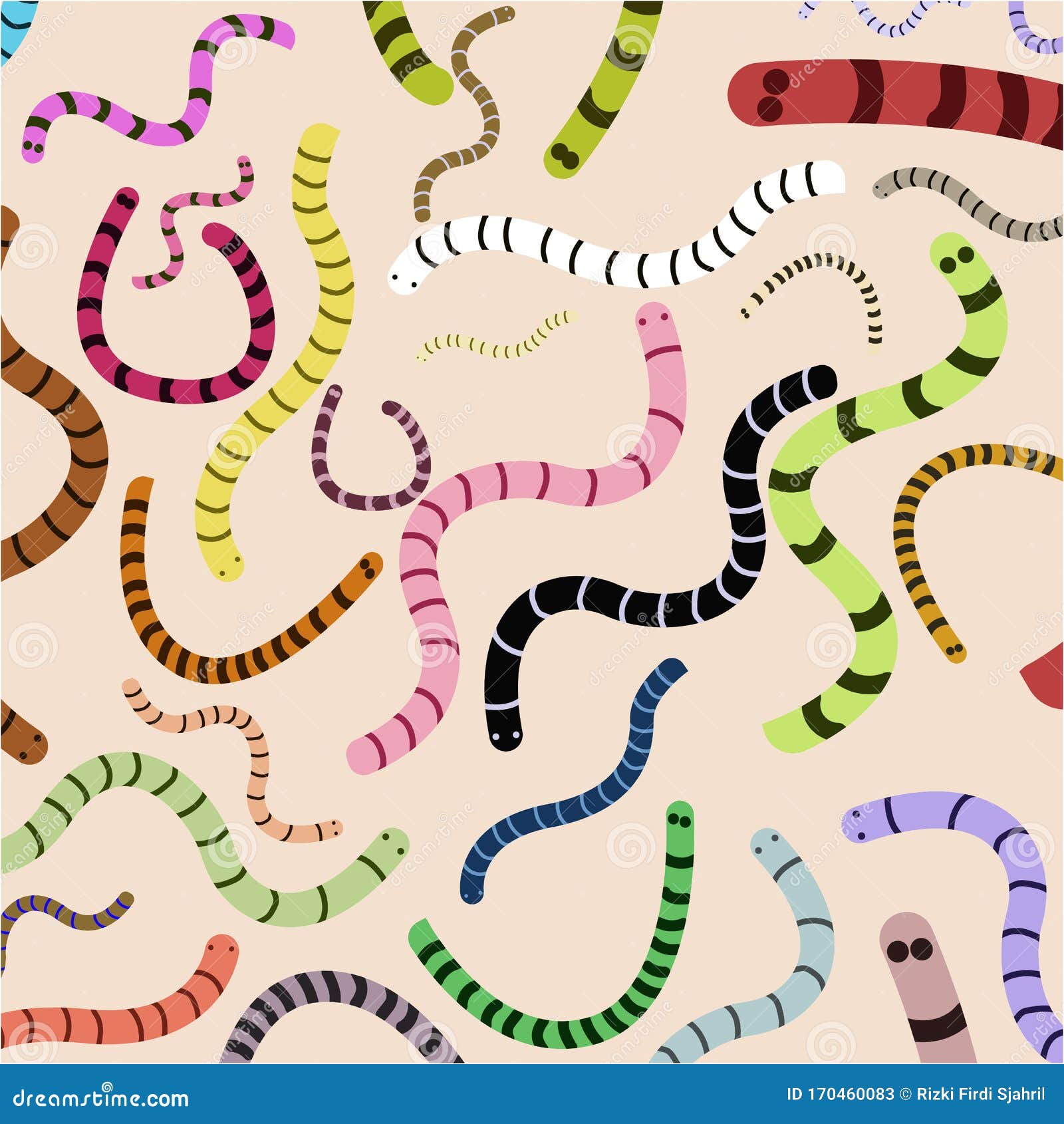 Worm Pattern. Silhouette Of Parasite, Soil Worms, Helminth ...