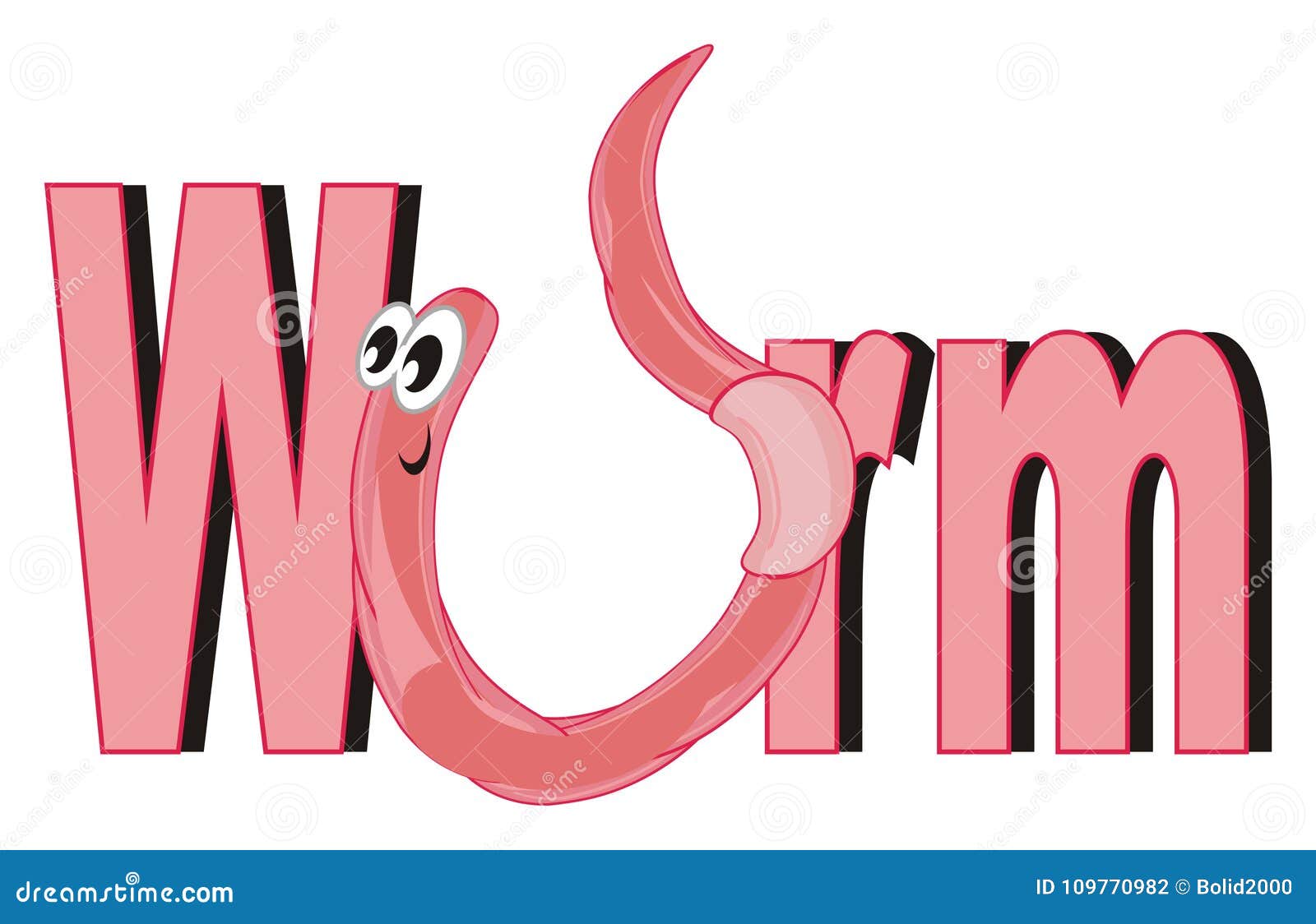 Worm and pink letters stock illustration. Illustration of rain - 109770982