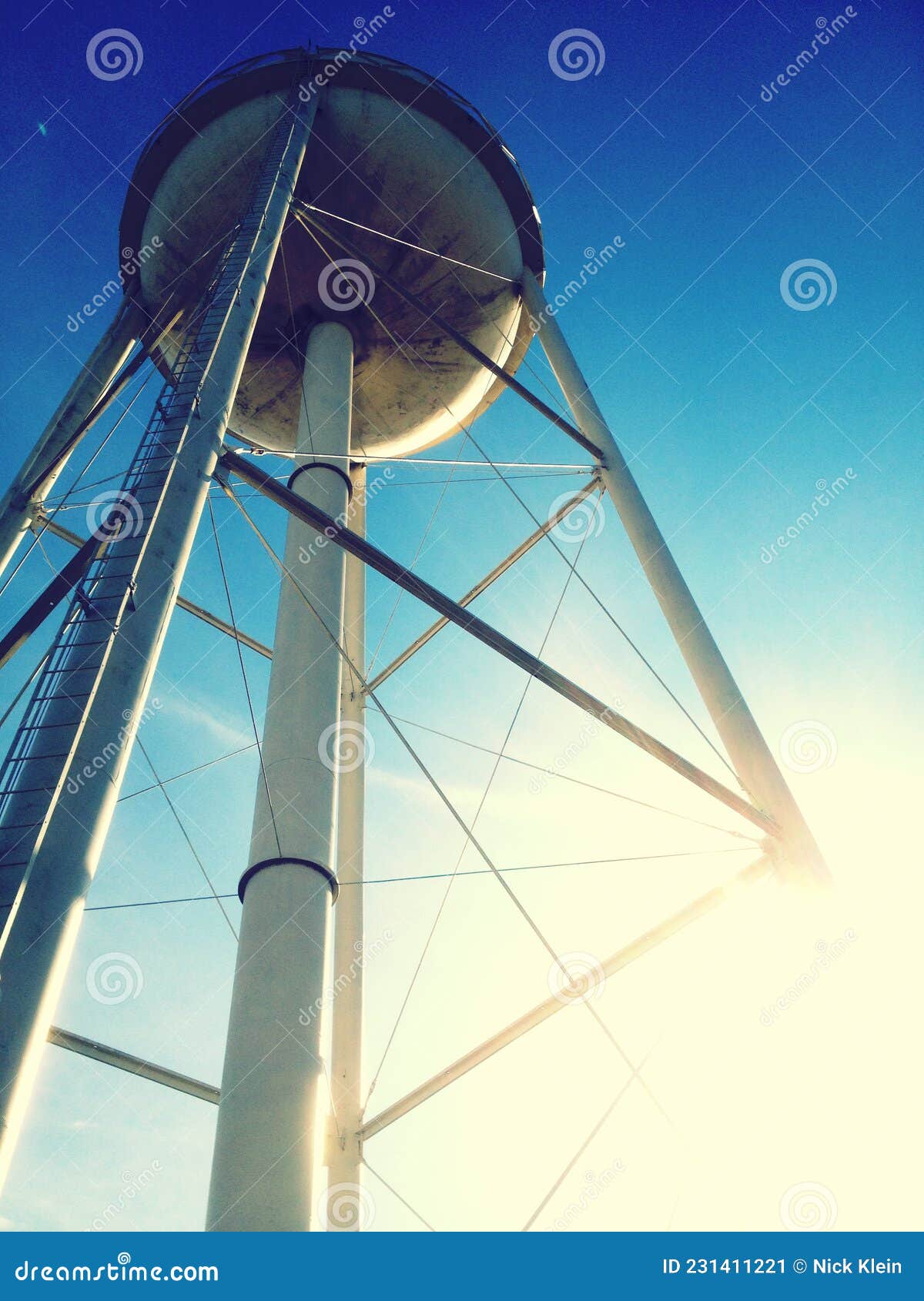 Worm S Eye View of a Water Tower Against a Blue Sky Stock Image - Image ...