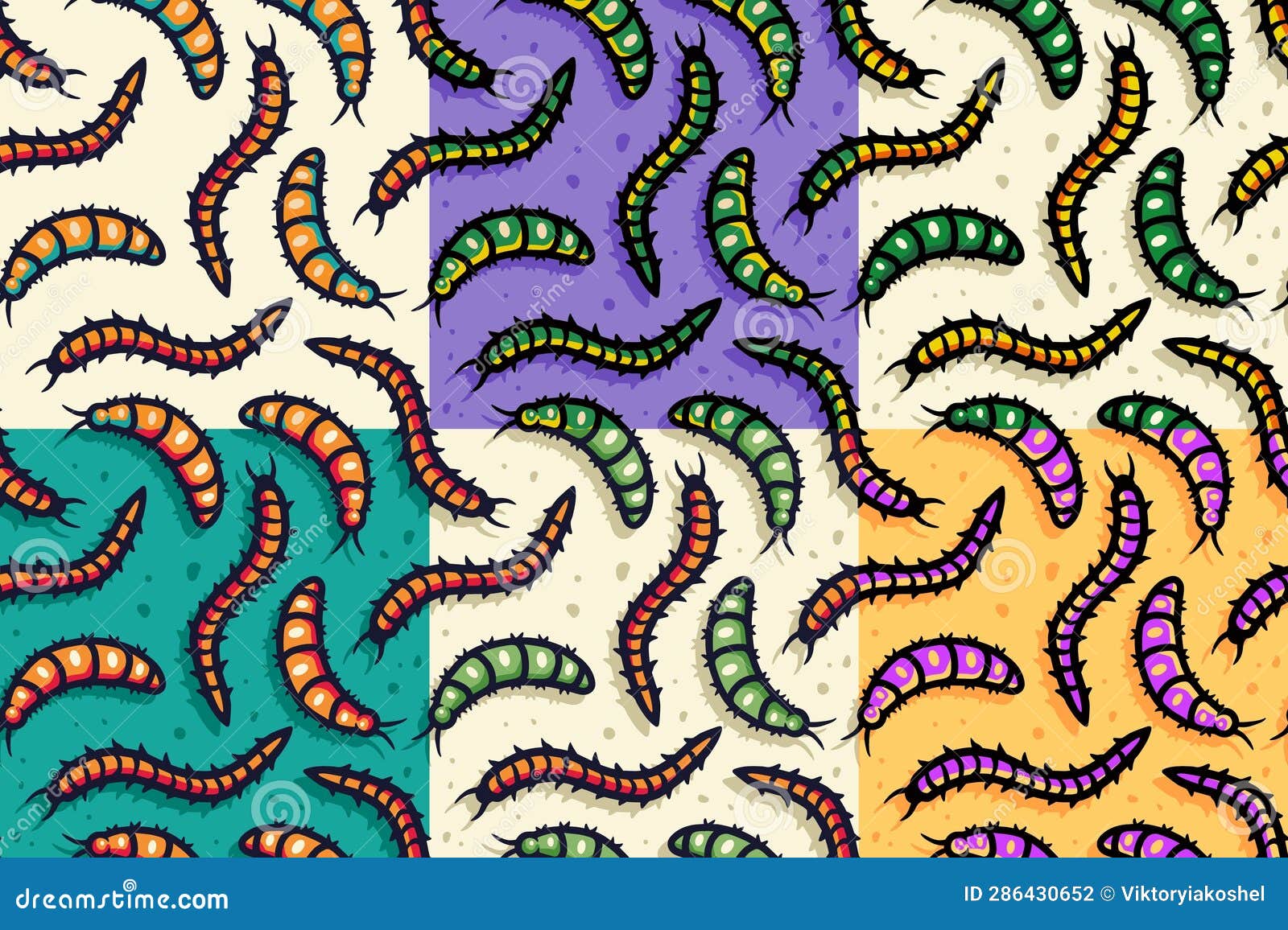 Scary Worm Monster. Funny Evil Serpent Or Dragon. Dangerous Parasite ...