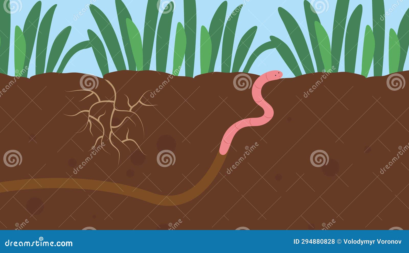 A Worm in the Soil. Vector Cartoon Illustration Stock Vector ...