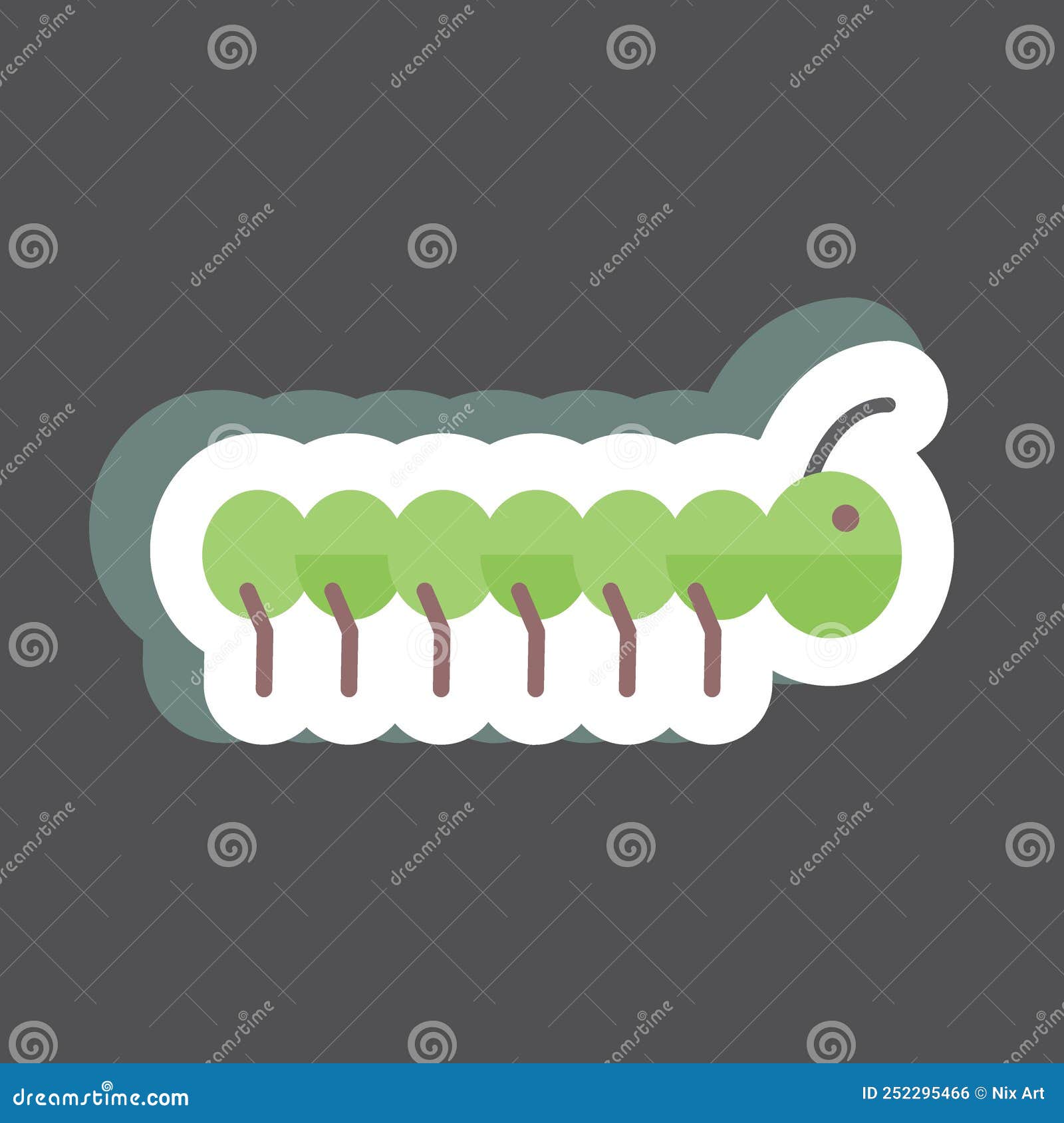 Worm Sticker in Trendy Isolated on Black Background Stock Illustration ...
