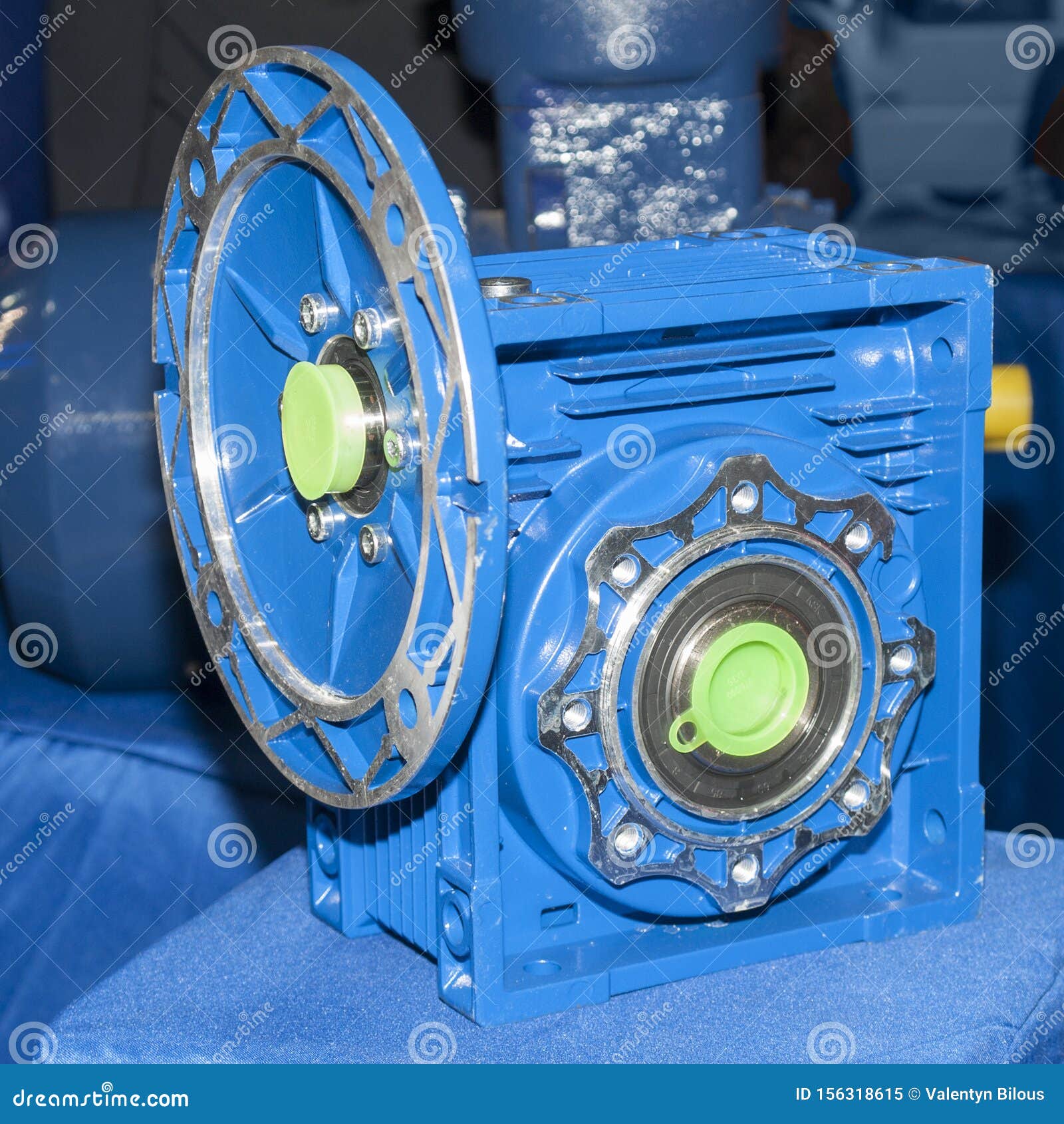 Worm Type Gearbox for Blue Electric Motor Stock Image - Image of engine ...