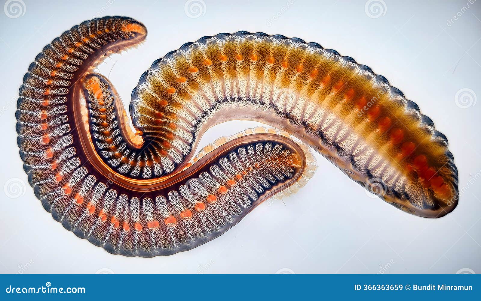 Worm Under A Microscope, Phylum Annelida Isolated On Black Background ...