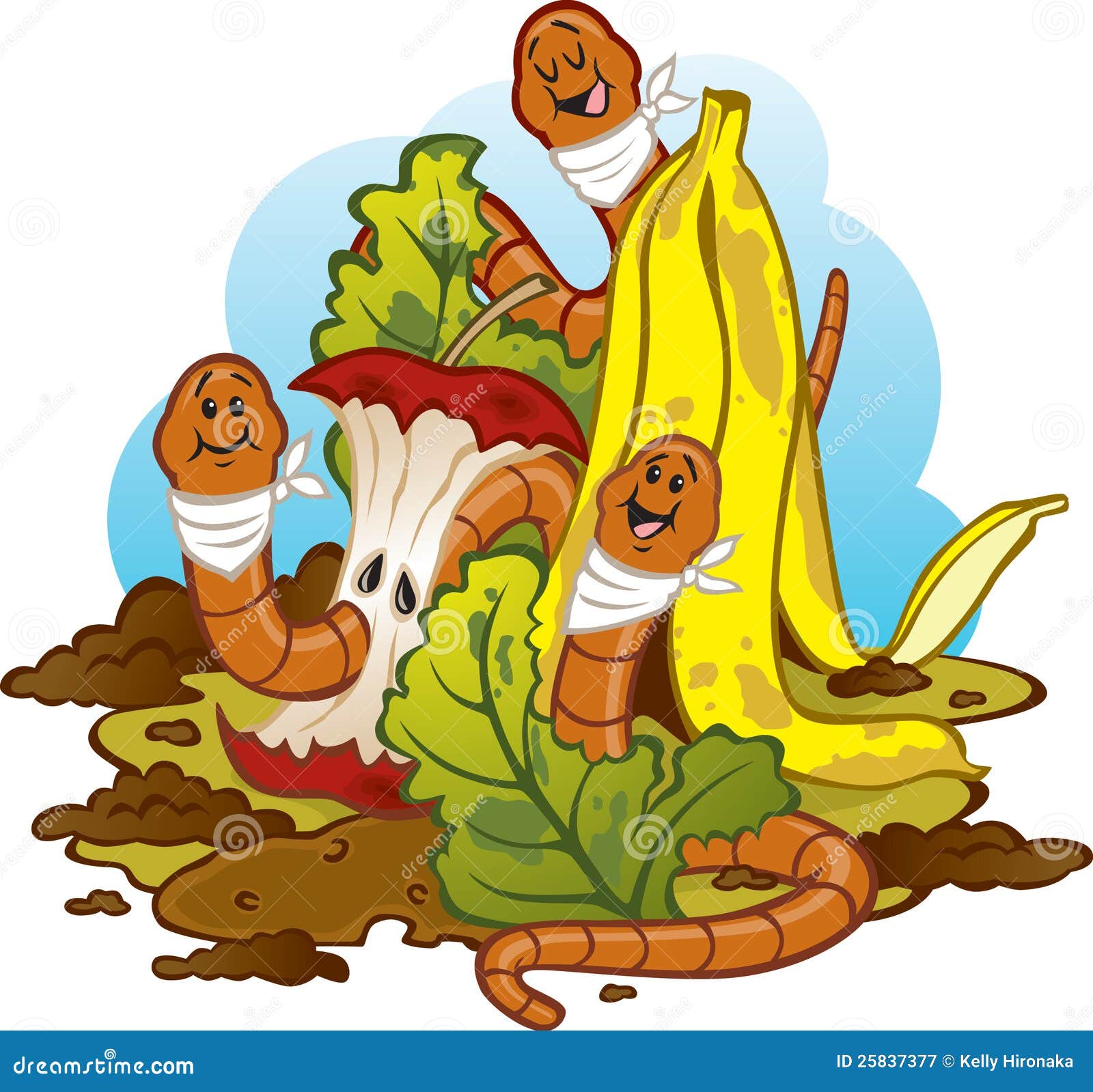 Wormen Die Compost (Vermicomposting) Eten Vector Illustratie ...
