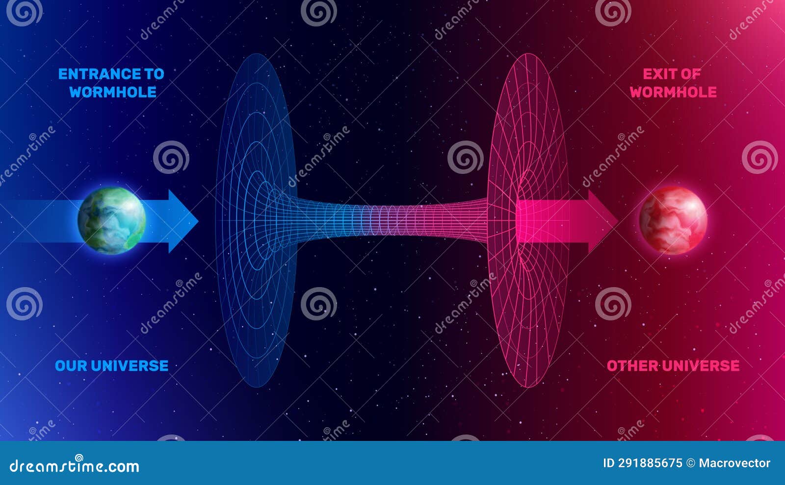 Wormhole 3D Shapes Composition Stock Vector - Illustration of universe ...