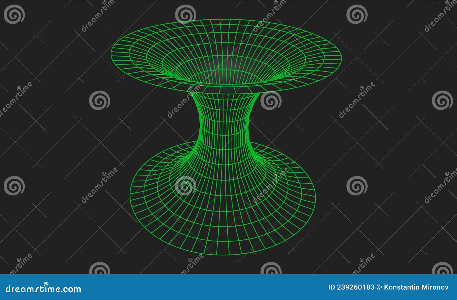 Wormhole Geometric Grid Wireframe Tunnel Flat Style Design Vector ...