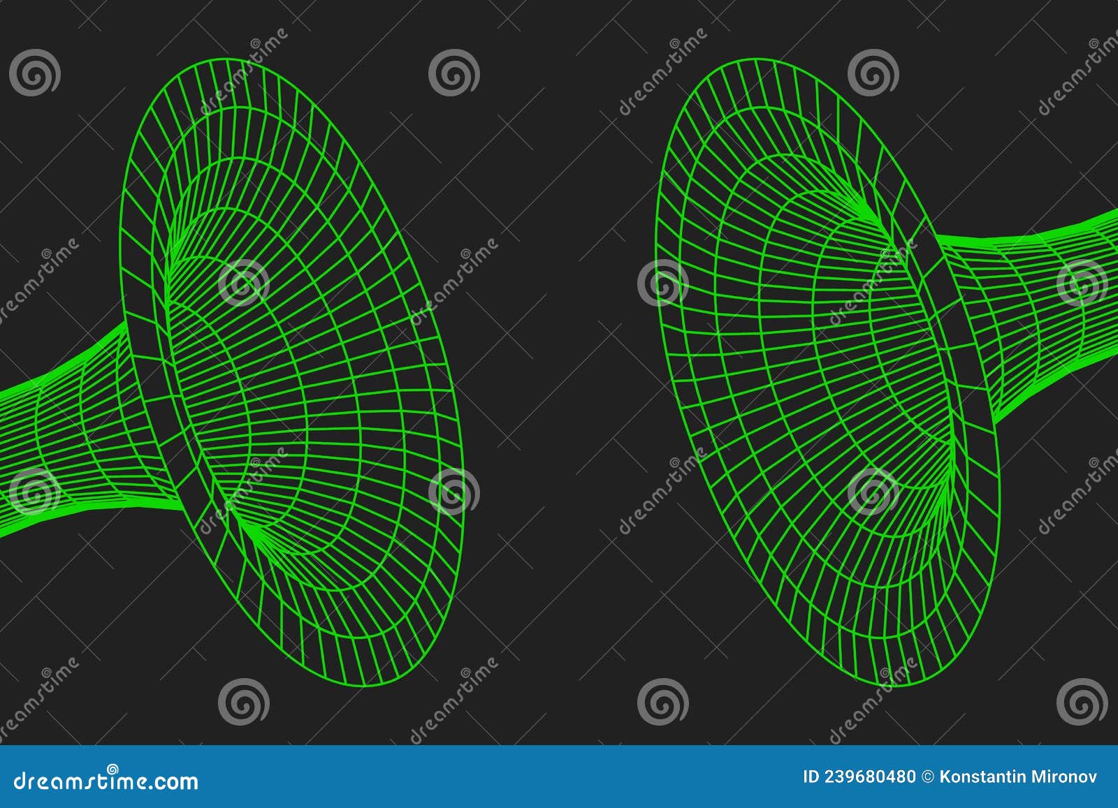 Wormhole Geometric Grid Wireframe Tunnel Flat Style Design Vector ...