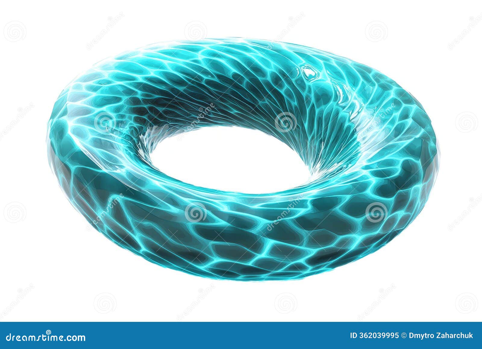 Wormhole with Glowing Turquoise Spiral Patterns, Low Poly on a White ...