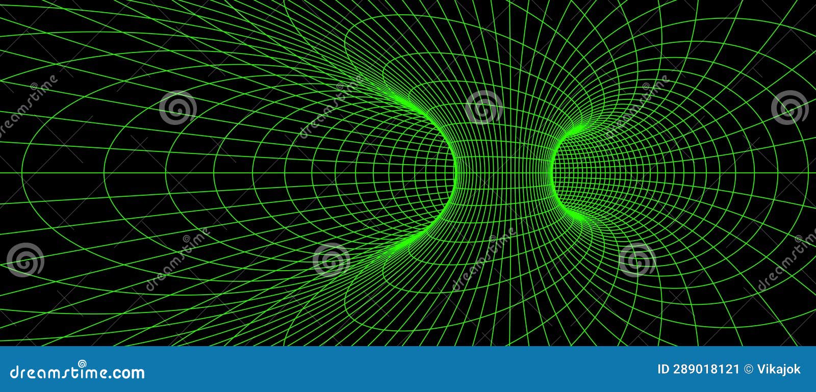 Wormhole Wireframe Structure. Neon Geometric Outline Grid Tunnel ...