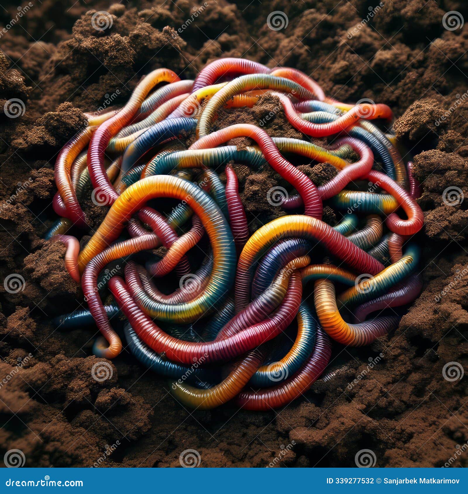 Worms Burrowing through the Sediment Stock Illustration - Illustration ...