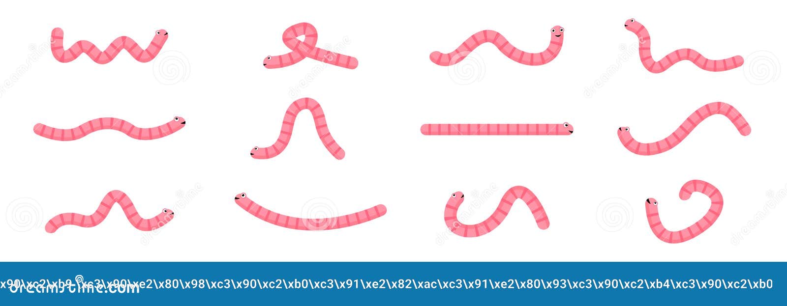 Worms Character Set. Colorful Cartoon Earthworms Collection. Royalty ...