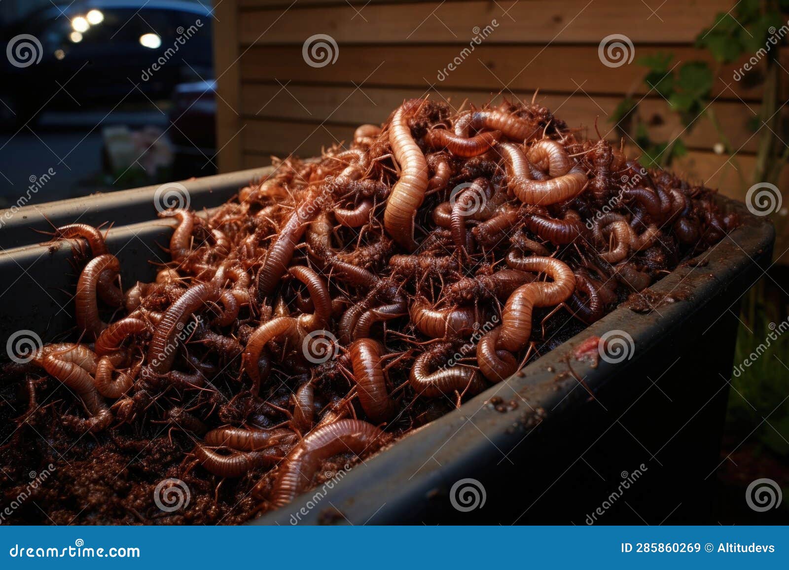 Worms Crawling on the Edge of a Composting Container Stock Image ...