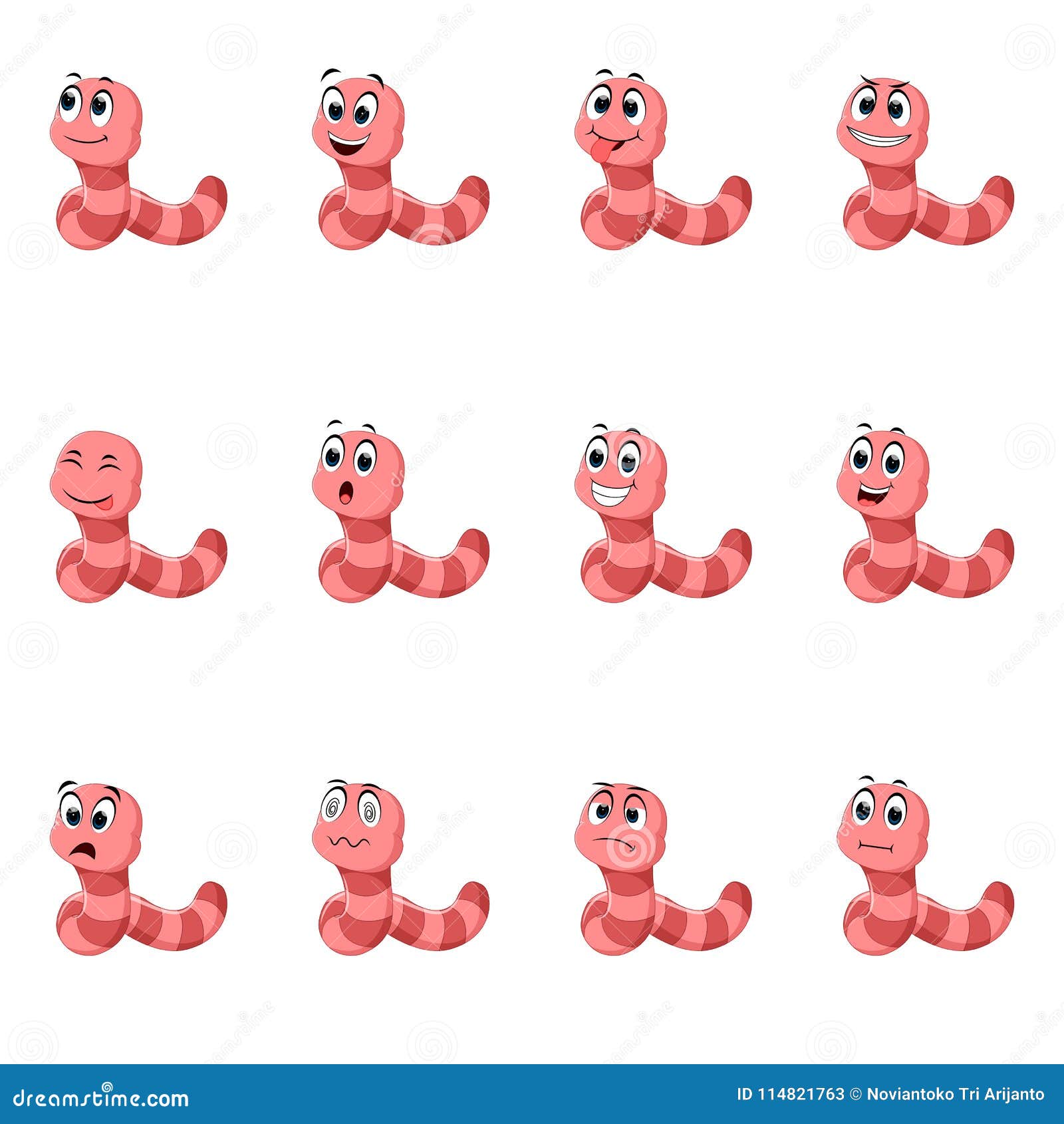 Worms with Different Facial Expressions Stock Vector - Illustration of ...
