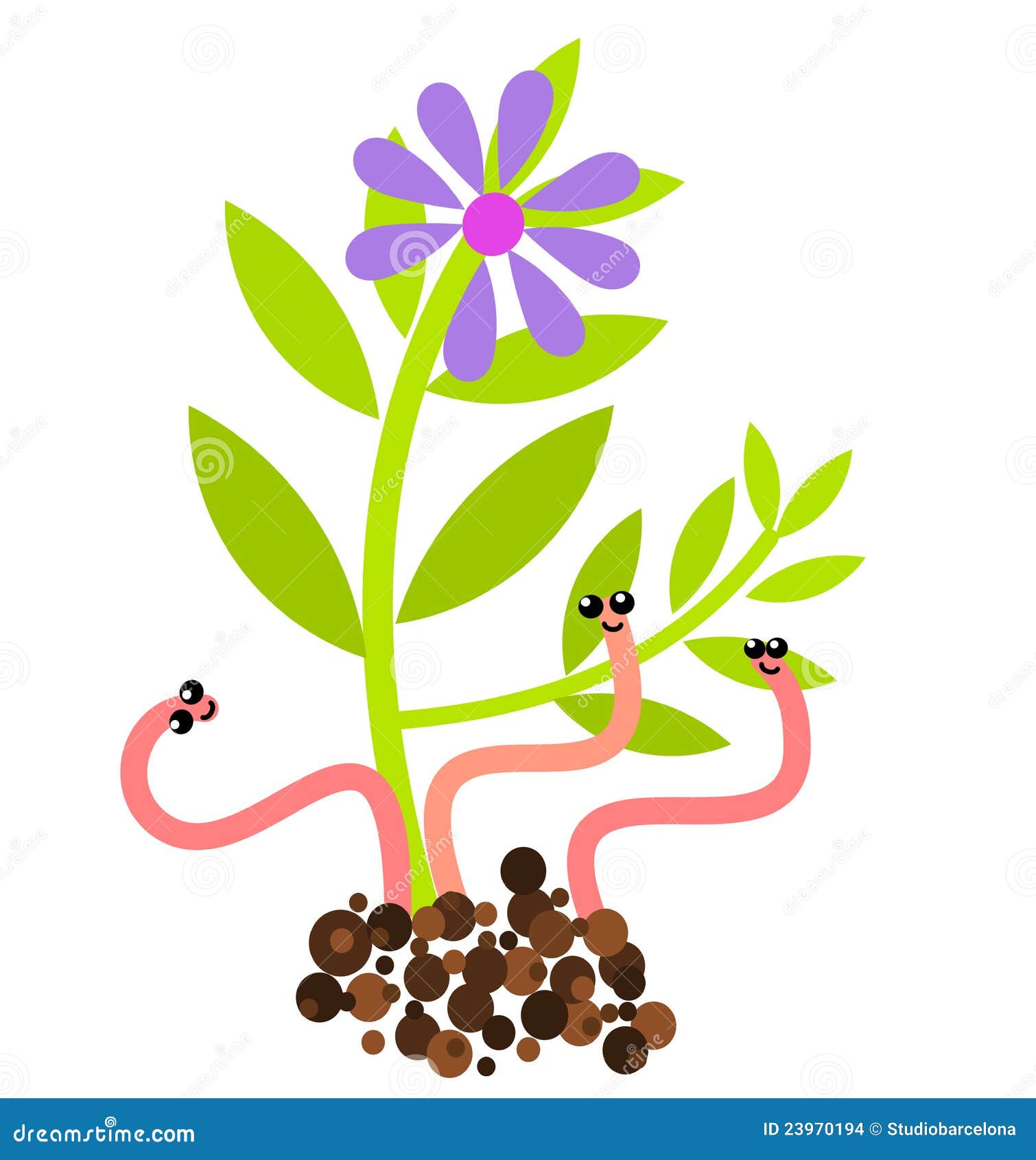 Worms and flower stock vector. Illustration of cartoon - 23970194