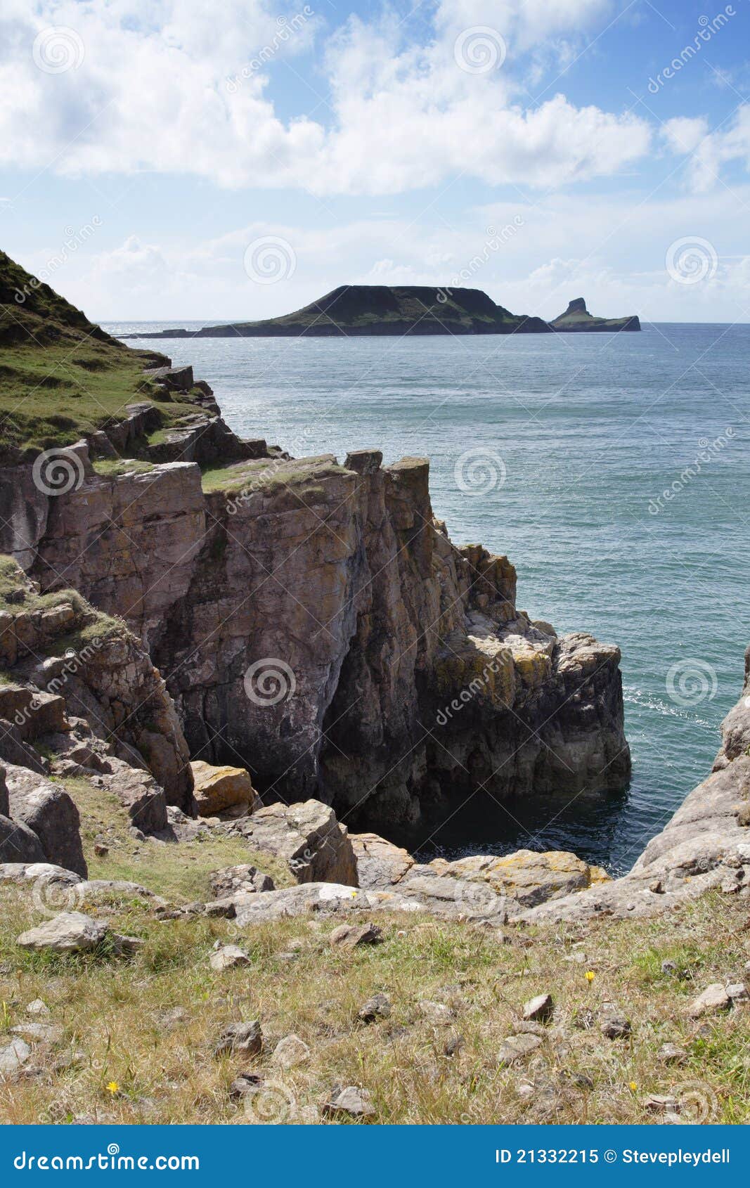 Worms Head, From The Wales Coastal Path. Worms Head Is Located On The ...