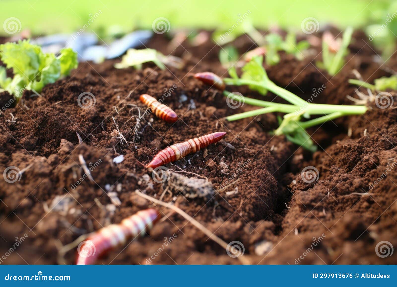 Worms and Insects in a Healthy-looking Patch of Soil Stock Photo ...