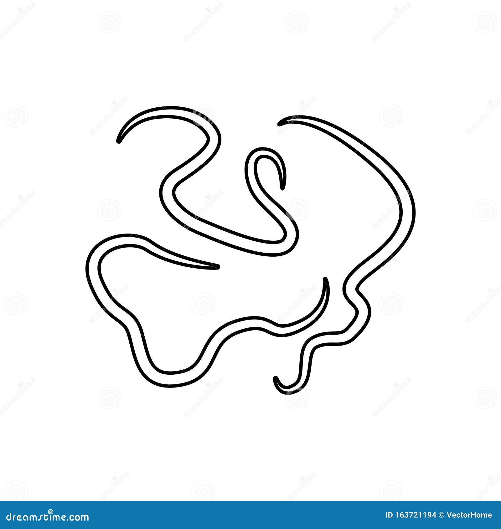 Worms Intestinal Parasites Icon. Helminths Black Symbol. Cartoon Vector ...