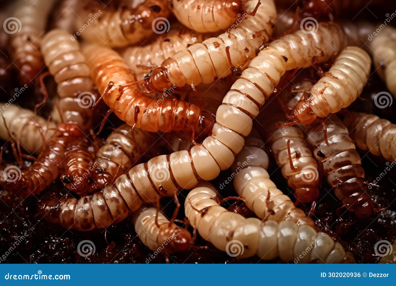 Worms Larvae Zophobas In Wooden Bowl Isolated On White Background. Food ...