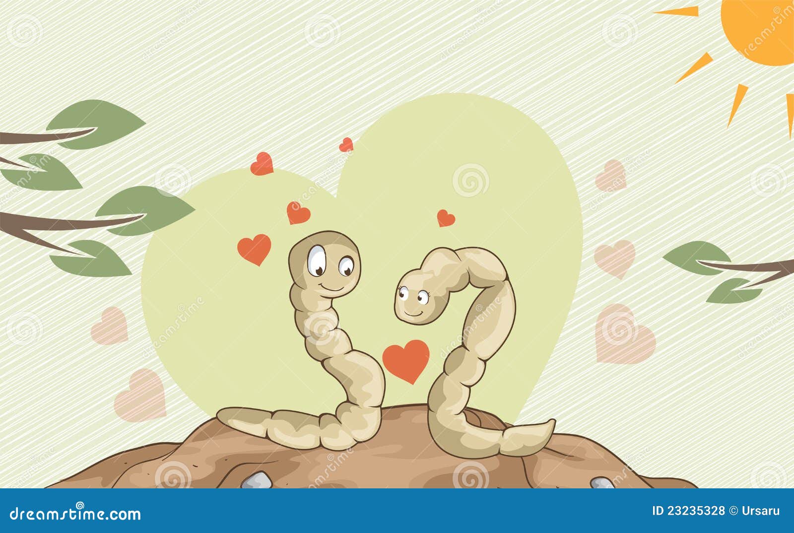 Worms in love stock vector. Illustration of artwork, decoration - 23235328