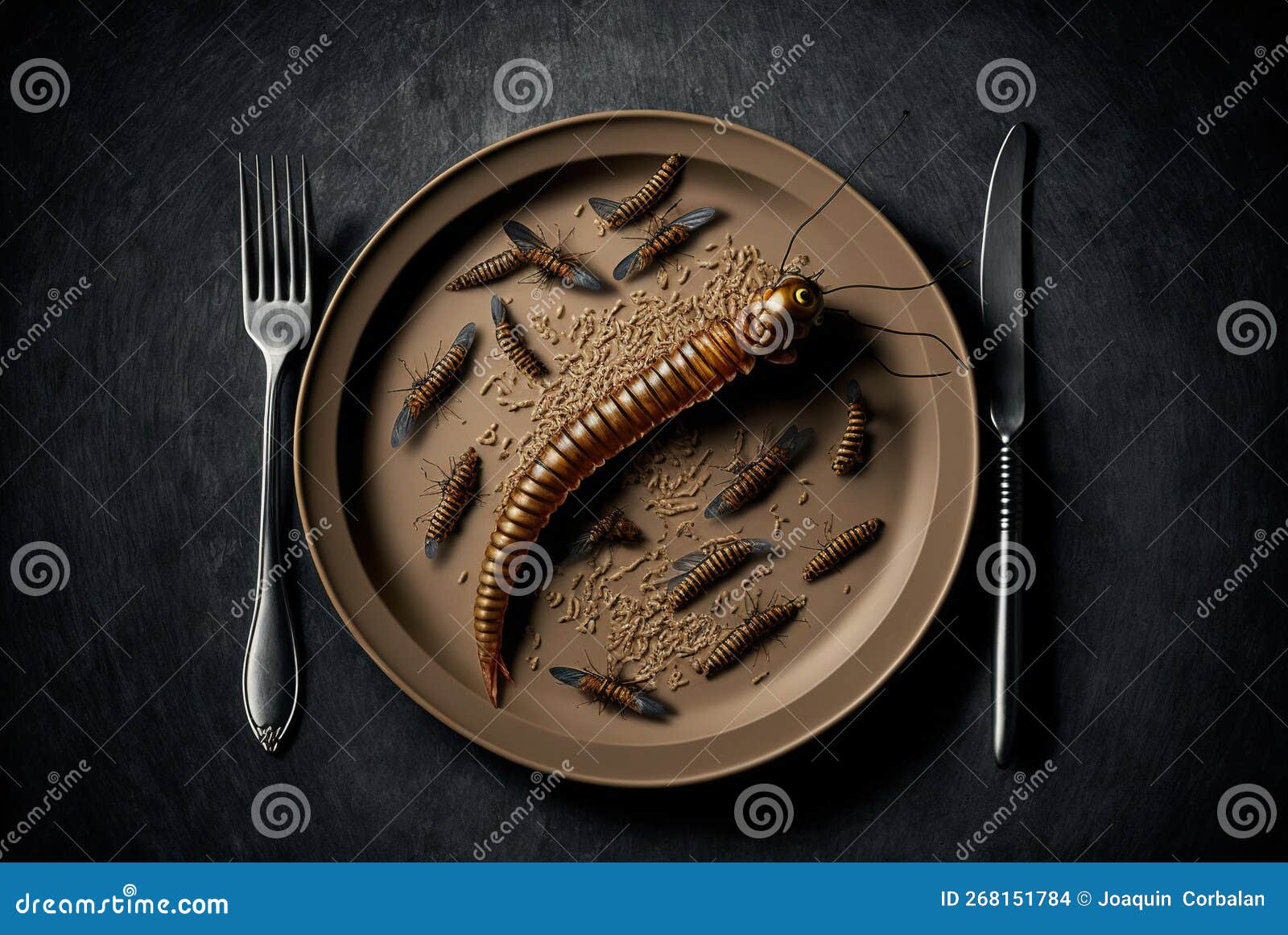 Worms on a Plate As a Main Food, Protein Alternative. Ai Generated ...