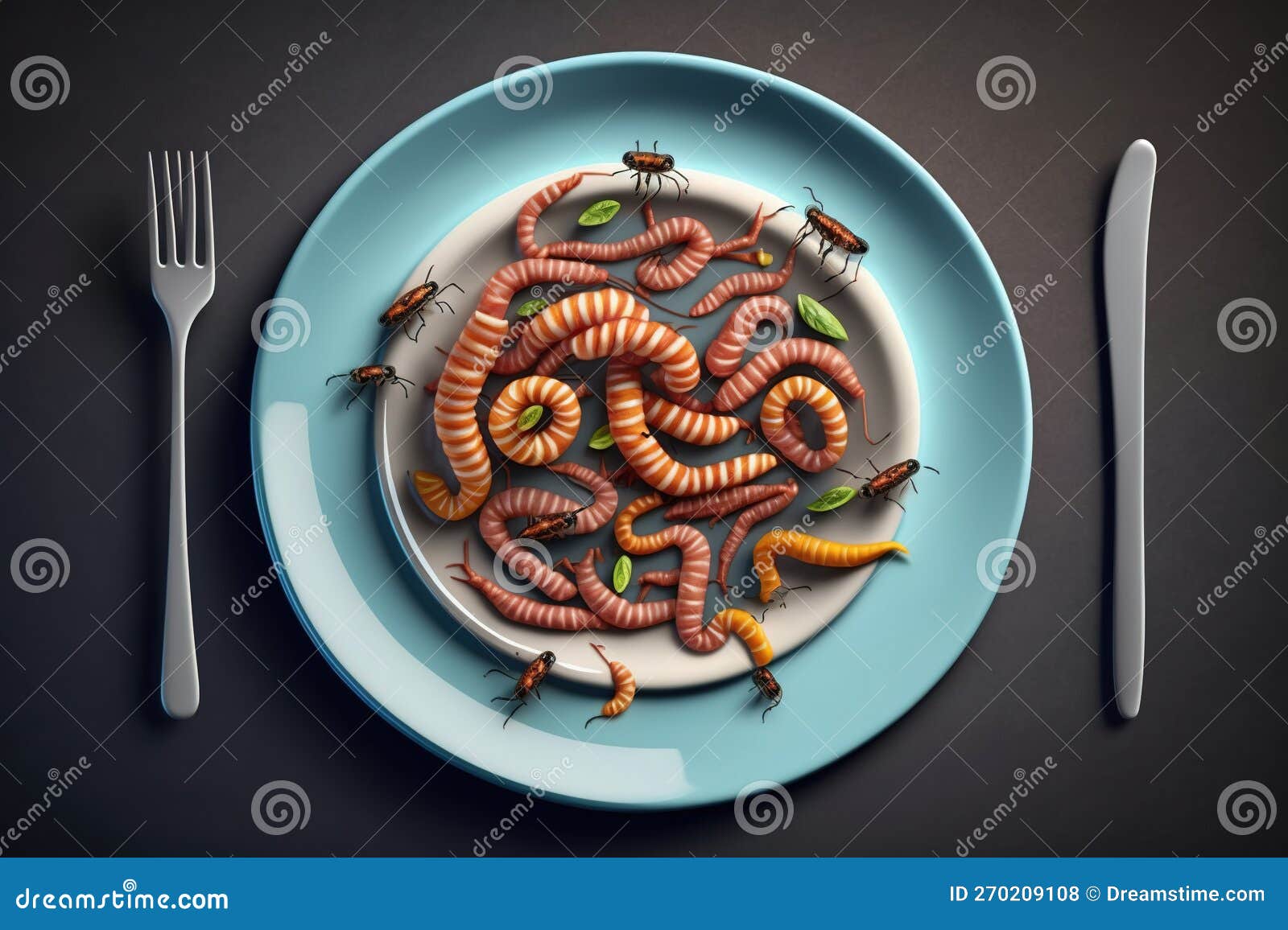 Worms on a Plate As a Main Food, Protein Alternative. Generative AI ...